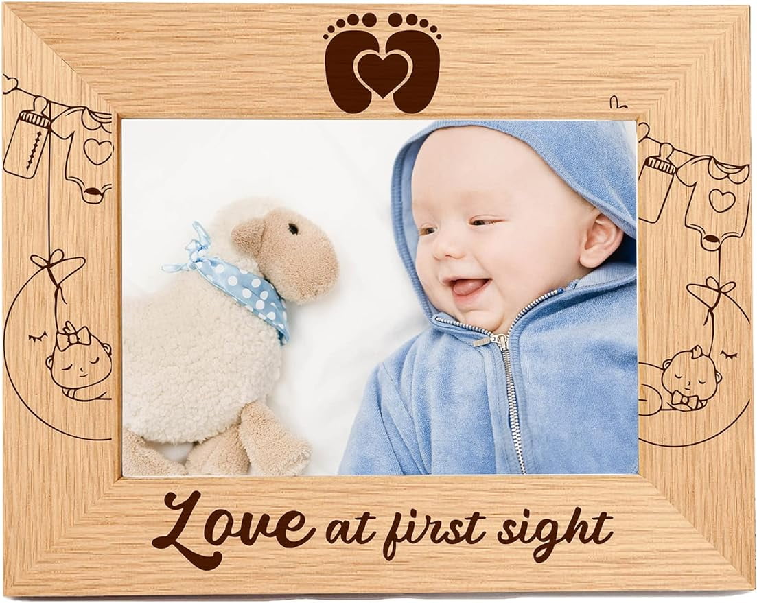Love at First Sight Frame Engraved Natural Wood Picture Frame Solid ...