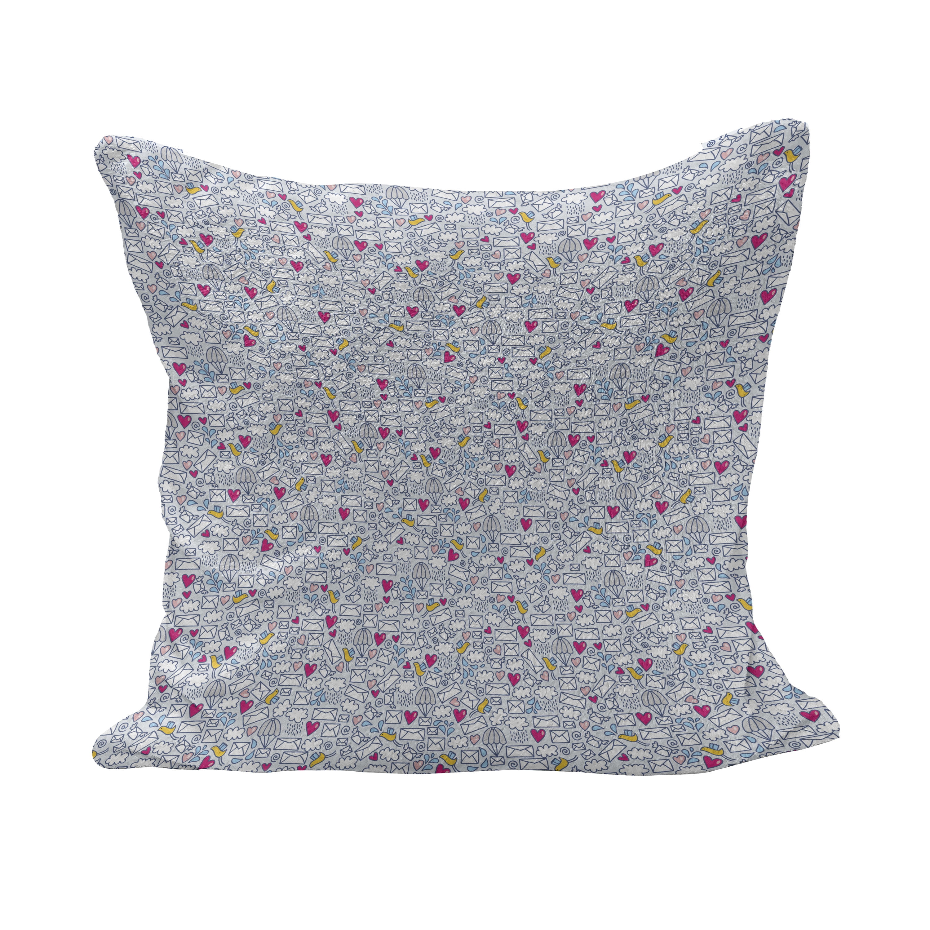 Love Fluffy Throw Pillow Cushion Cover, Message Posting Theme Envelopes ...