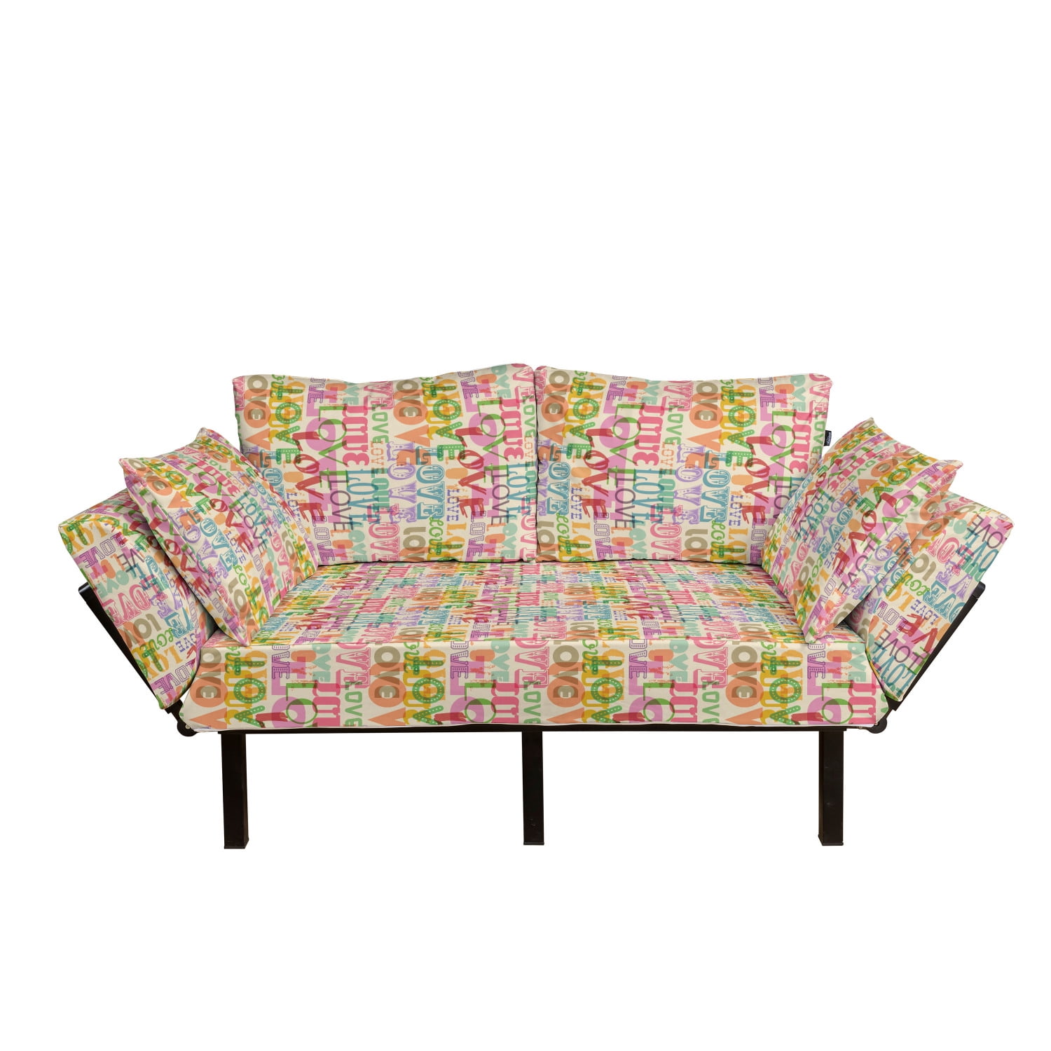 Love Futon Couch, Colorful Romance Theme Typography Different Styles ...