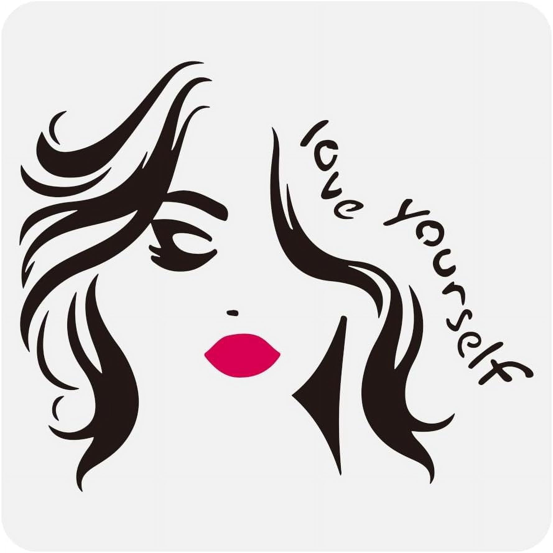 Love Yourself Girl Stencil 11.8x11.8" Woman Saying Painting Stencils ...