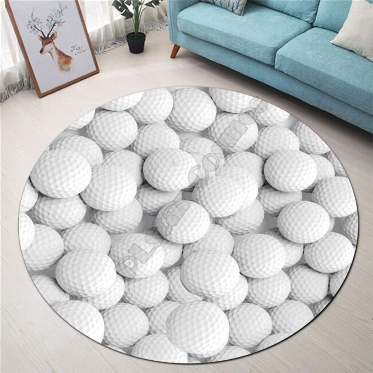 Love Golf Ball Sport Premium Round Rug 3D Printed Rug Non-slip Mat ...