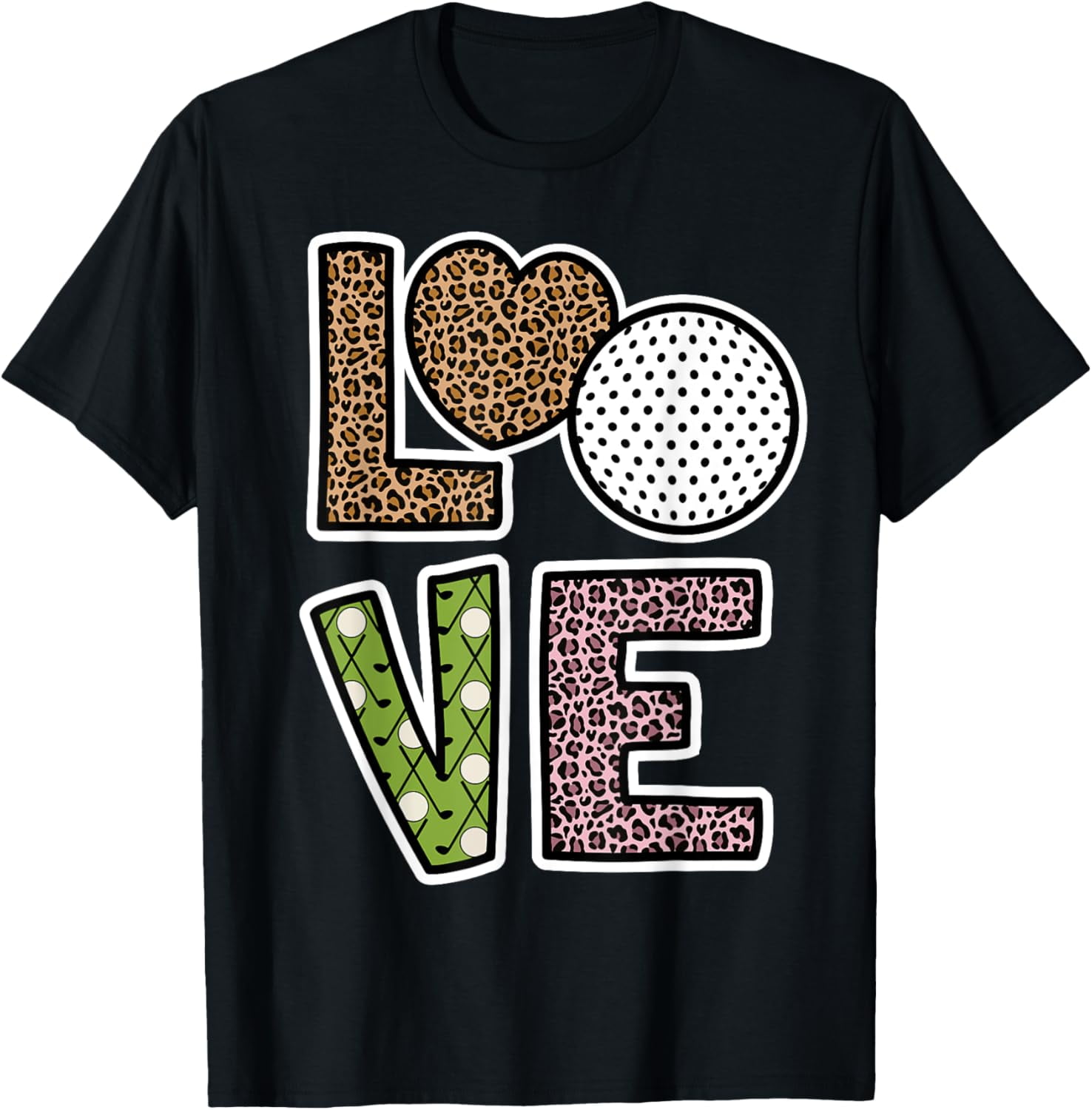 Love Golf Player Leopard Print Cute Golf Lover Golf Fan Golf T-Shirt ...
