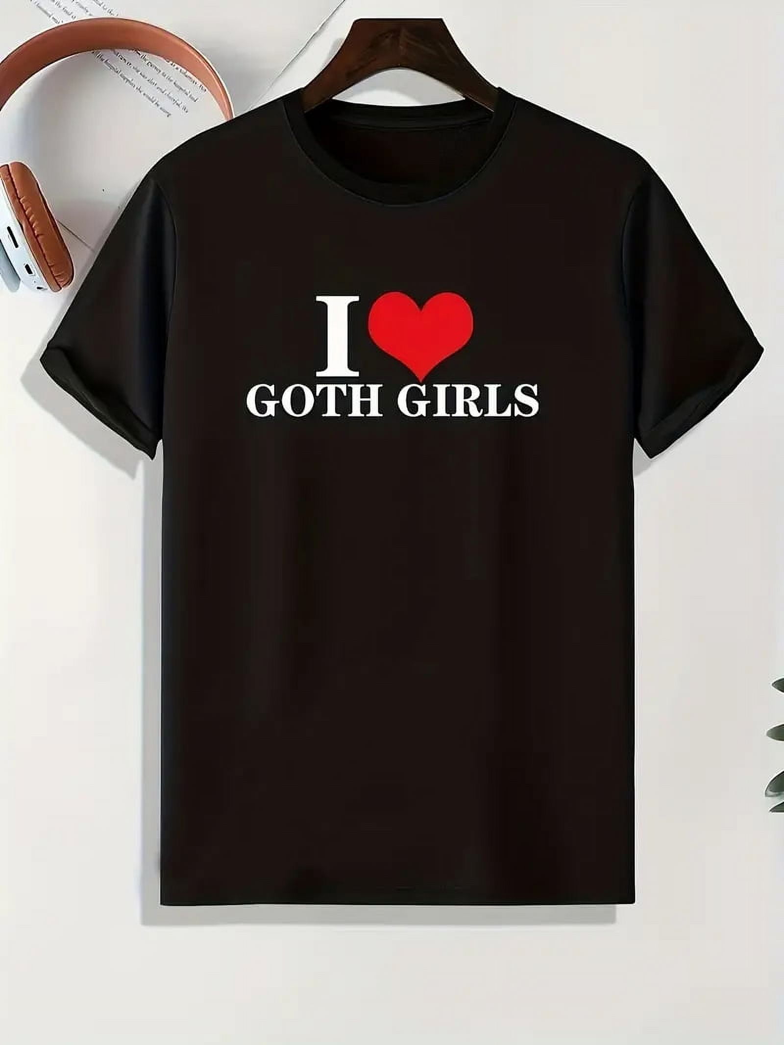 Love Goth Girls Print, Men's Graphic Design Crew Neck Novel T-shirt ...