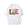 Love Graphic Print T Shirt Black Leopard Pink Heart And Stripe Pattern ...