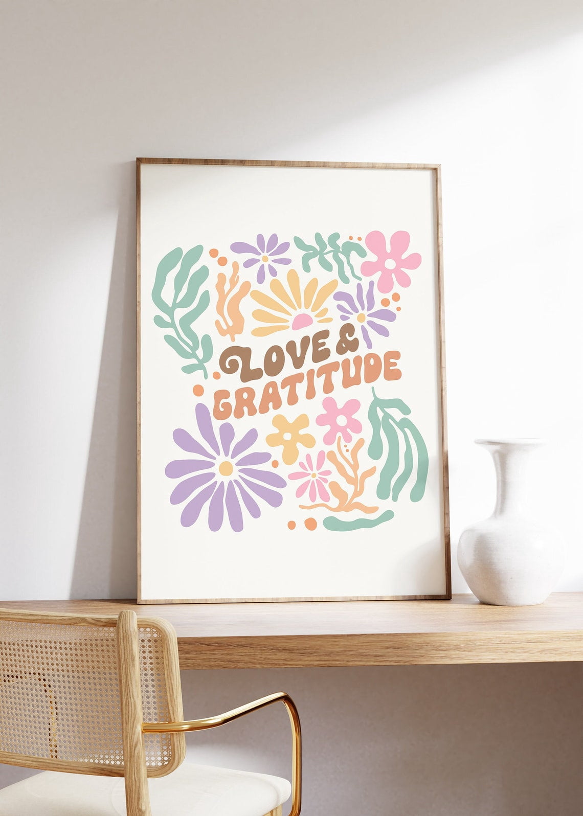 Love And Gratitude Poster, Positive Quote Poster, Mindful Inspirational ...