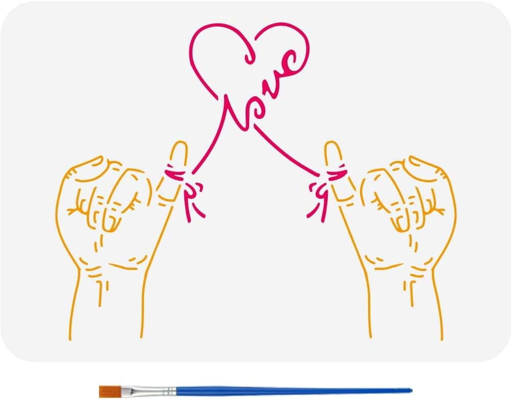 Love Hand Gesture Stencil 11.7x8.3 Inch Love Sign Stencil with a Paint ...