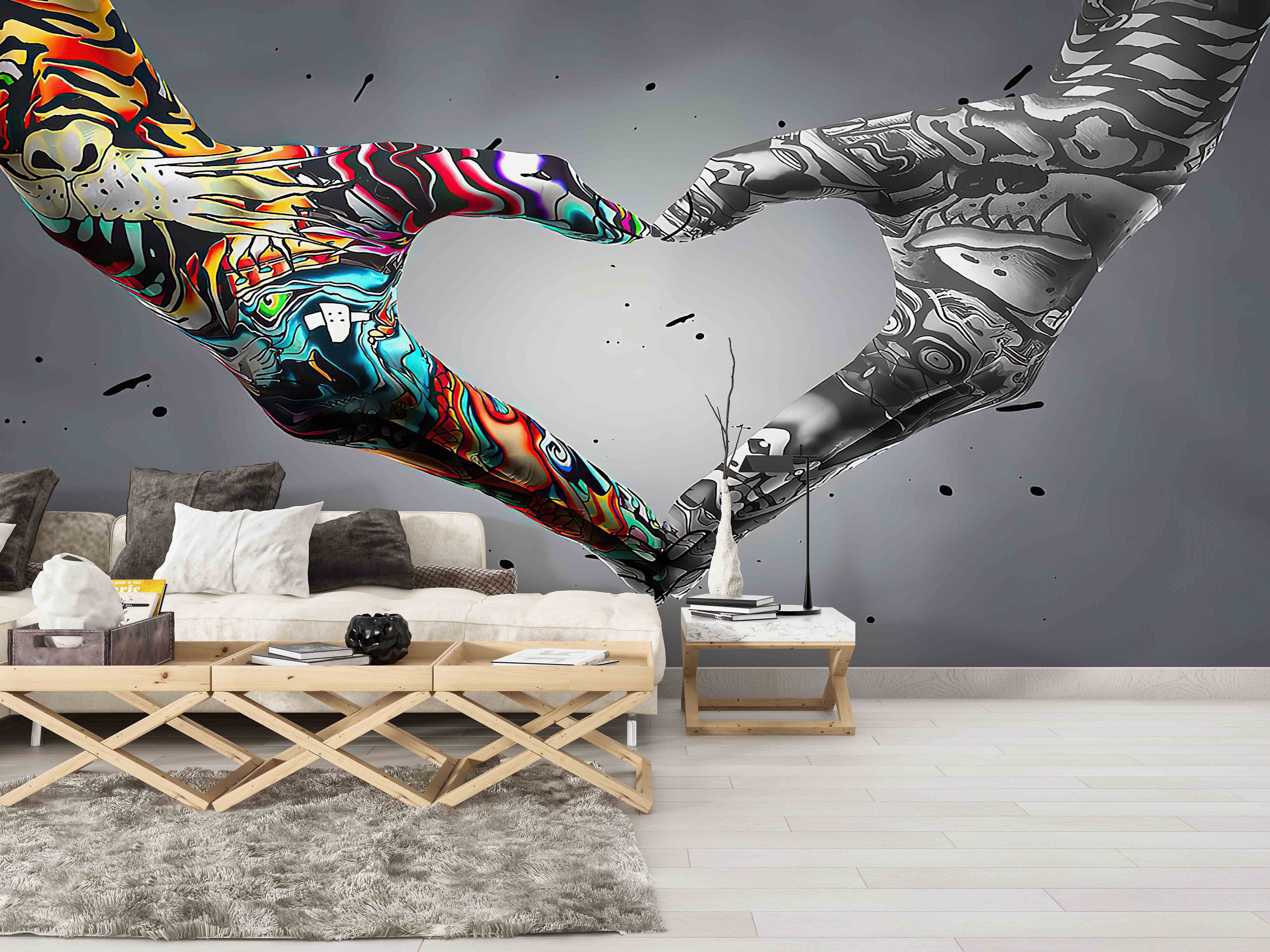 Love Hand Graffiti Paper Art, Graffiti Wallpaper, Banksy Wall Stickers ...