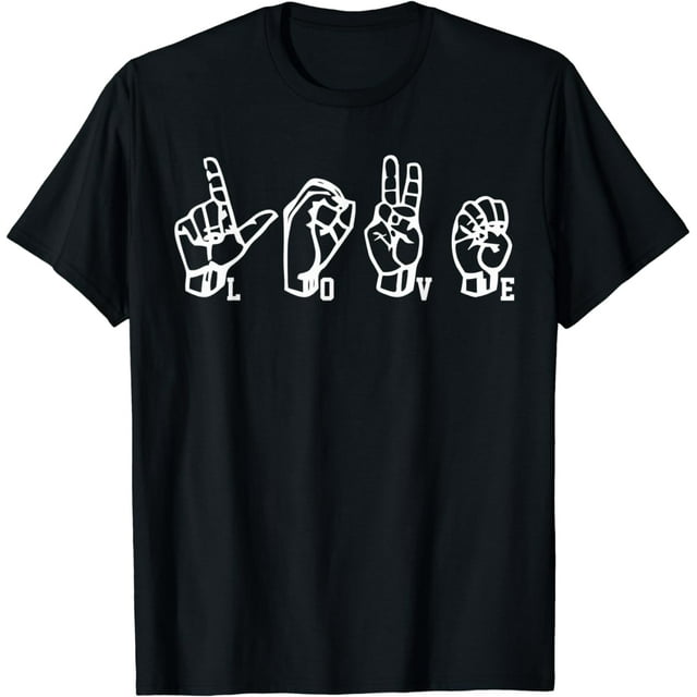 Love Hand Sign Language Cute Valentine's Day ASL Deaf Mute T-Shirt ...