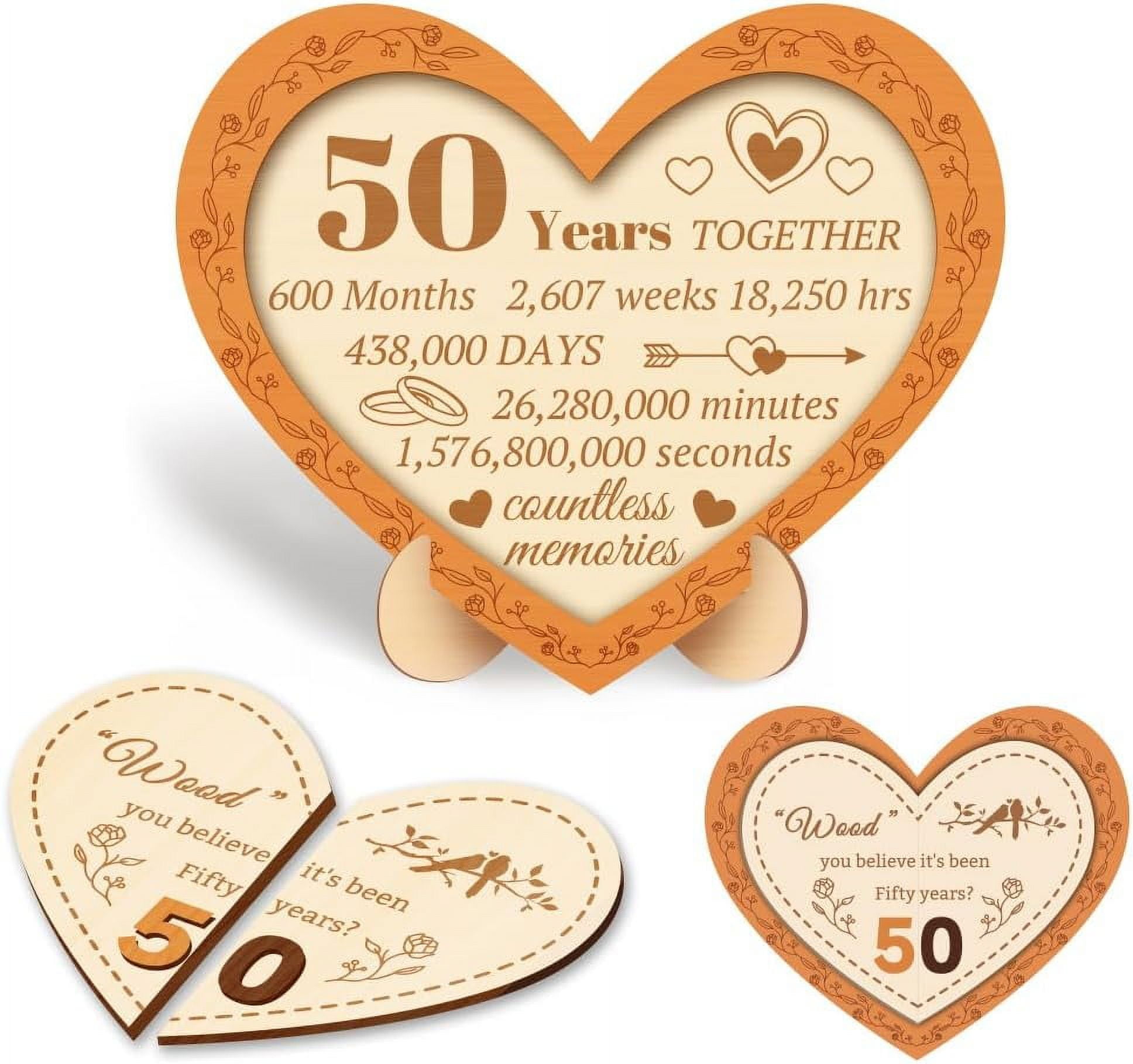 Love Heart 50th Happy Anniversary Card 50th Wood Commemorative Cards ...