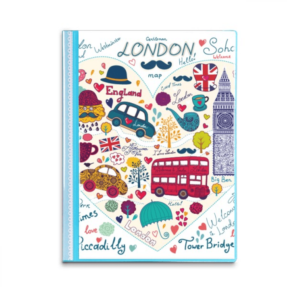 Love Heart Big Ben Bus UK Landmark Flag Book Sheet Protectors Portfolio ...