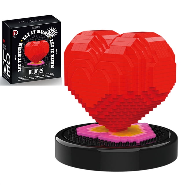 Love Heart Building Blocks Set 778 Pieces,DIY Rose Bouquet Building ...