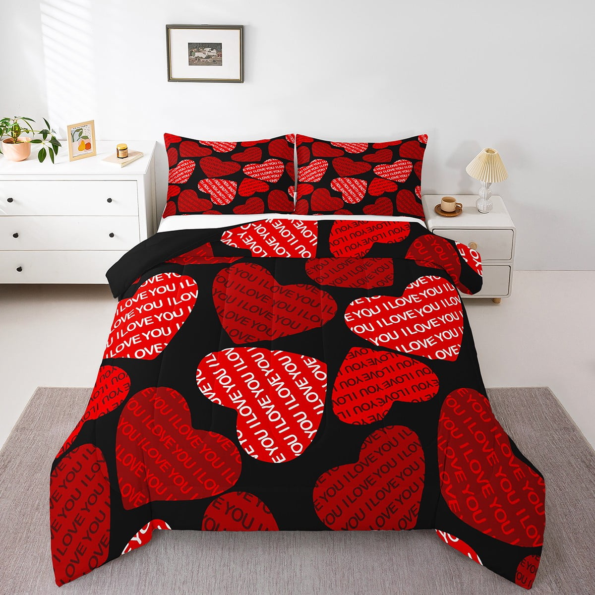 Love Heart Comforter Sets King Size Teens Adults,Vlaentine's Day Gift ...