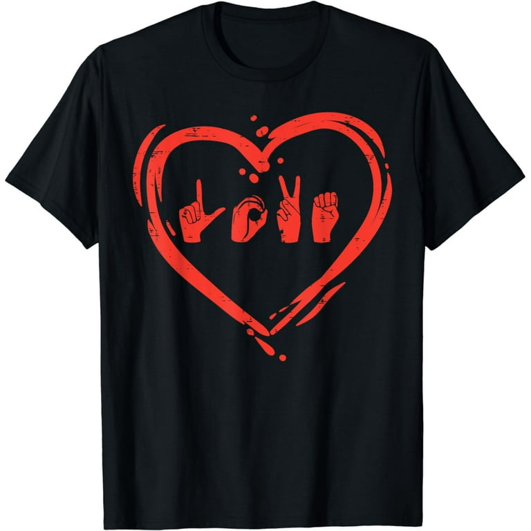Asl Love Sign Heart Asl Love Hand Sign Red Heart Stock Vector (Royalty