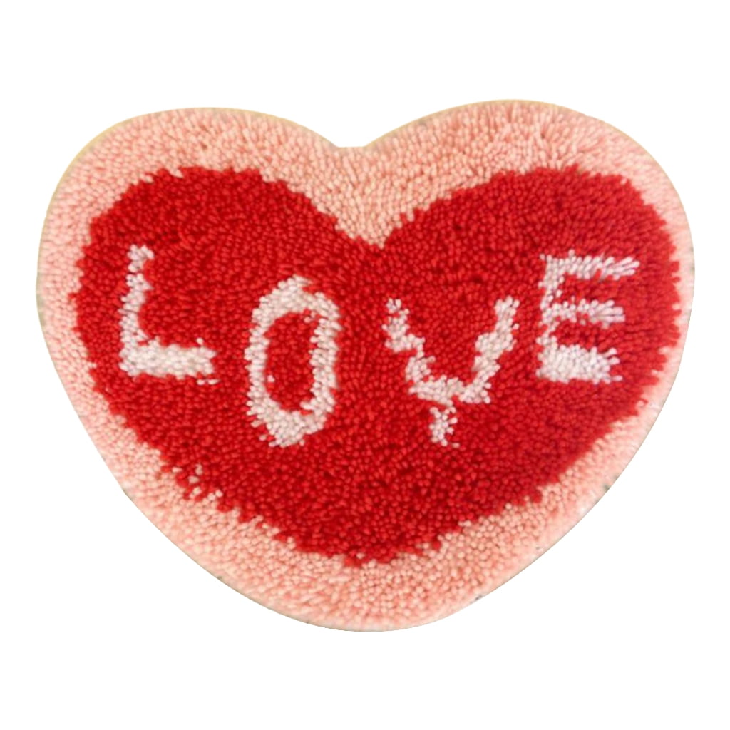 Love Heart Latch Hook Rug DIY Craft Shaggy Kids Rug 16X16 inch Latch ...