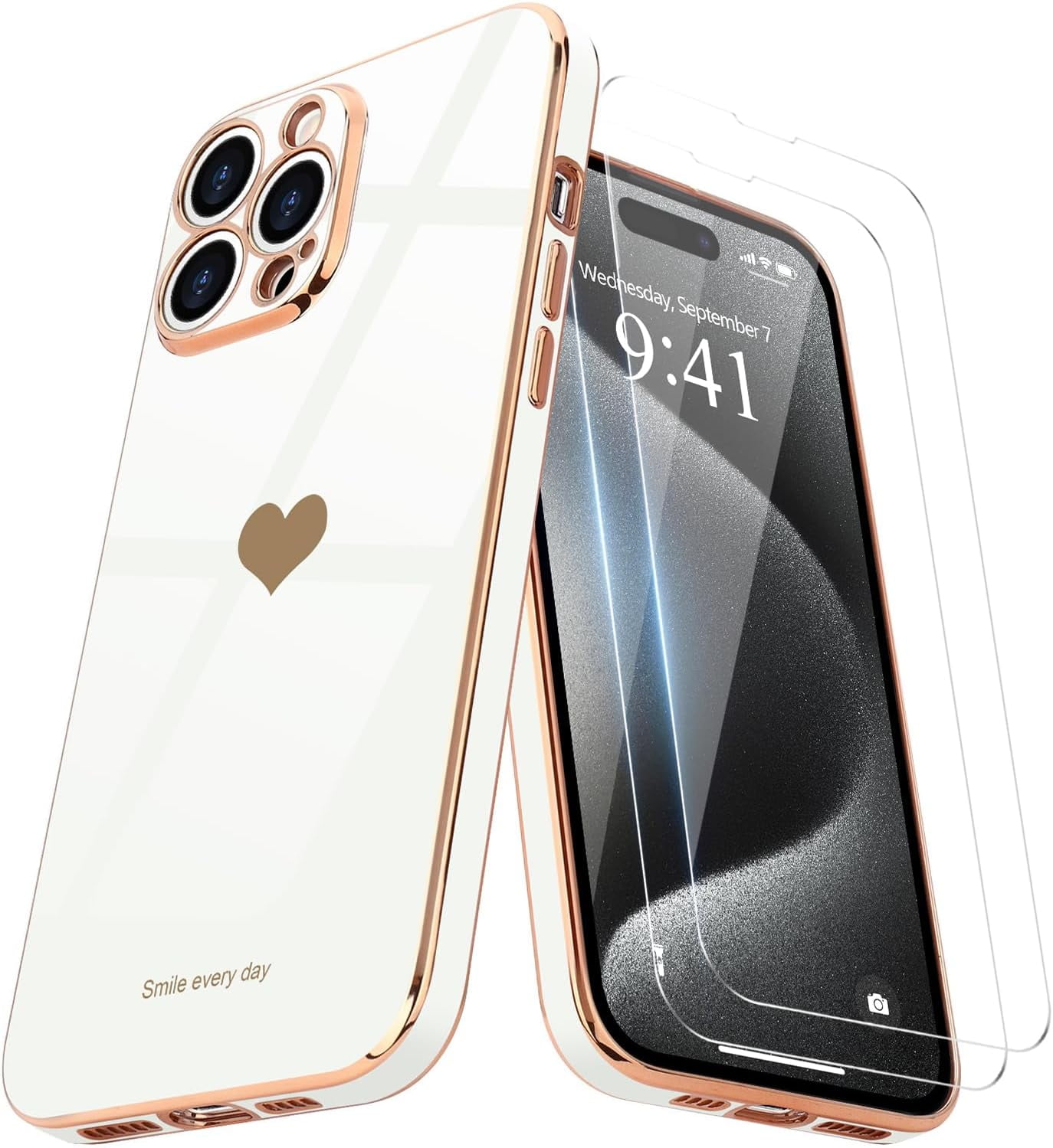 Love-Heart Luxury Case for Apple iPhone 14 Pro Heart Case, Cute Design ...