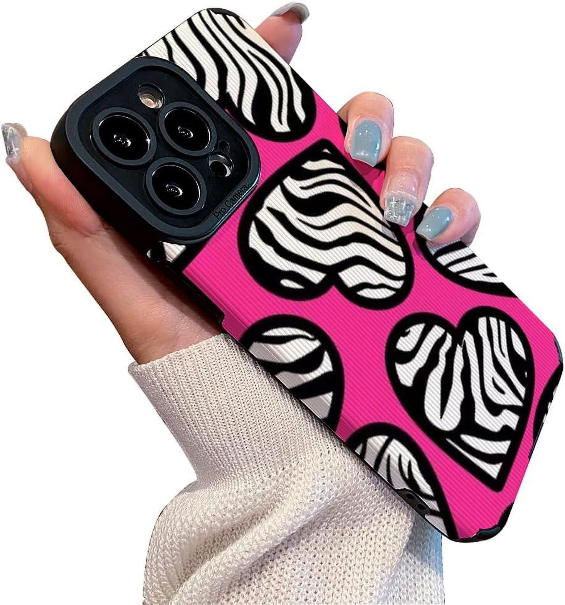 Love Heart Pink Zebra Print Personalized Silicone Case for Women Girls ...