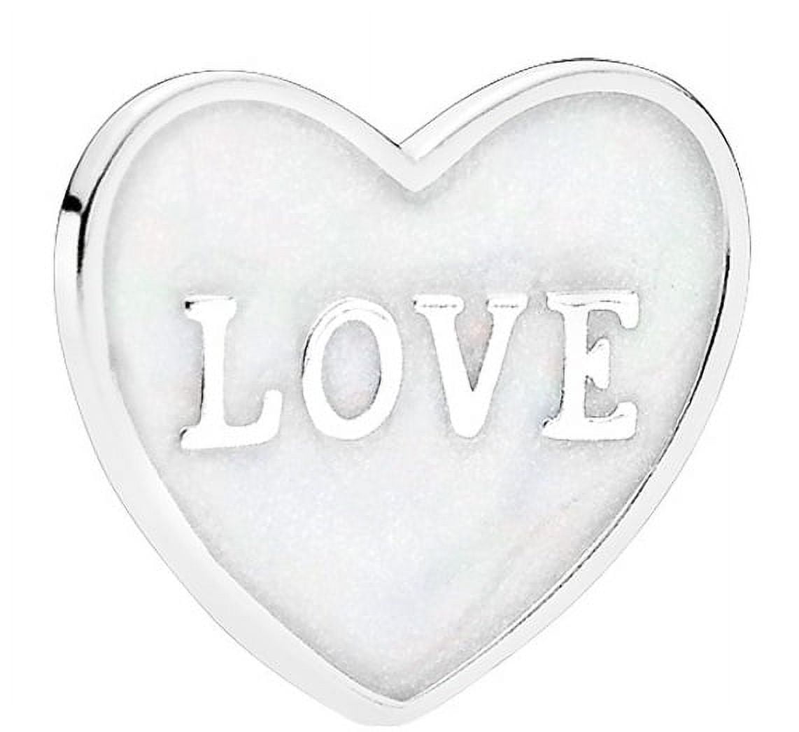 Love Heart Plate Medium Silver Enamel Locket Charm 792119EN23