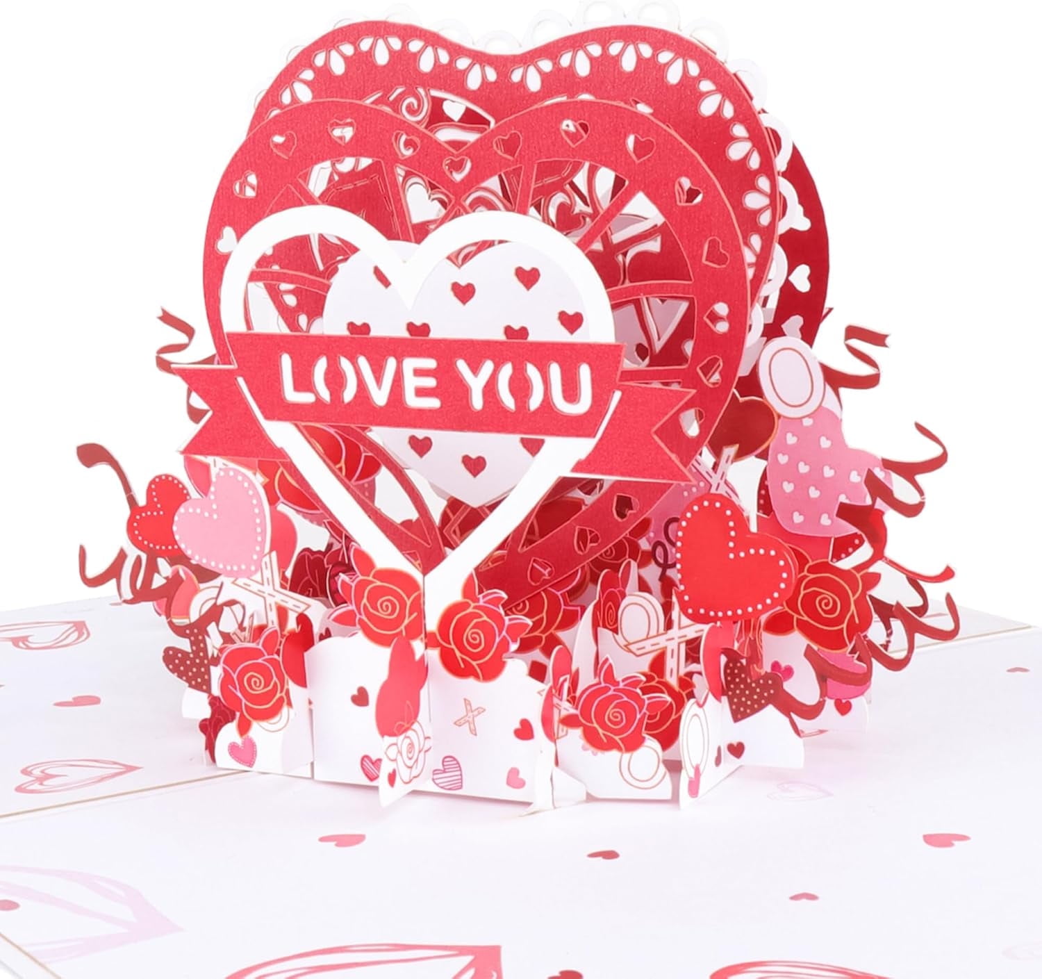 Love Heart Pop Up Card - 5x7 Inches Popup Heart Love Design for couples ...