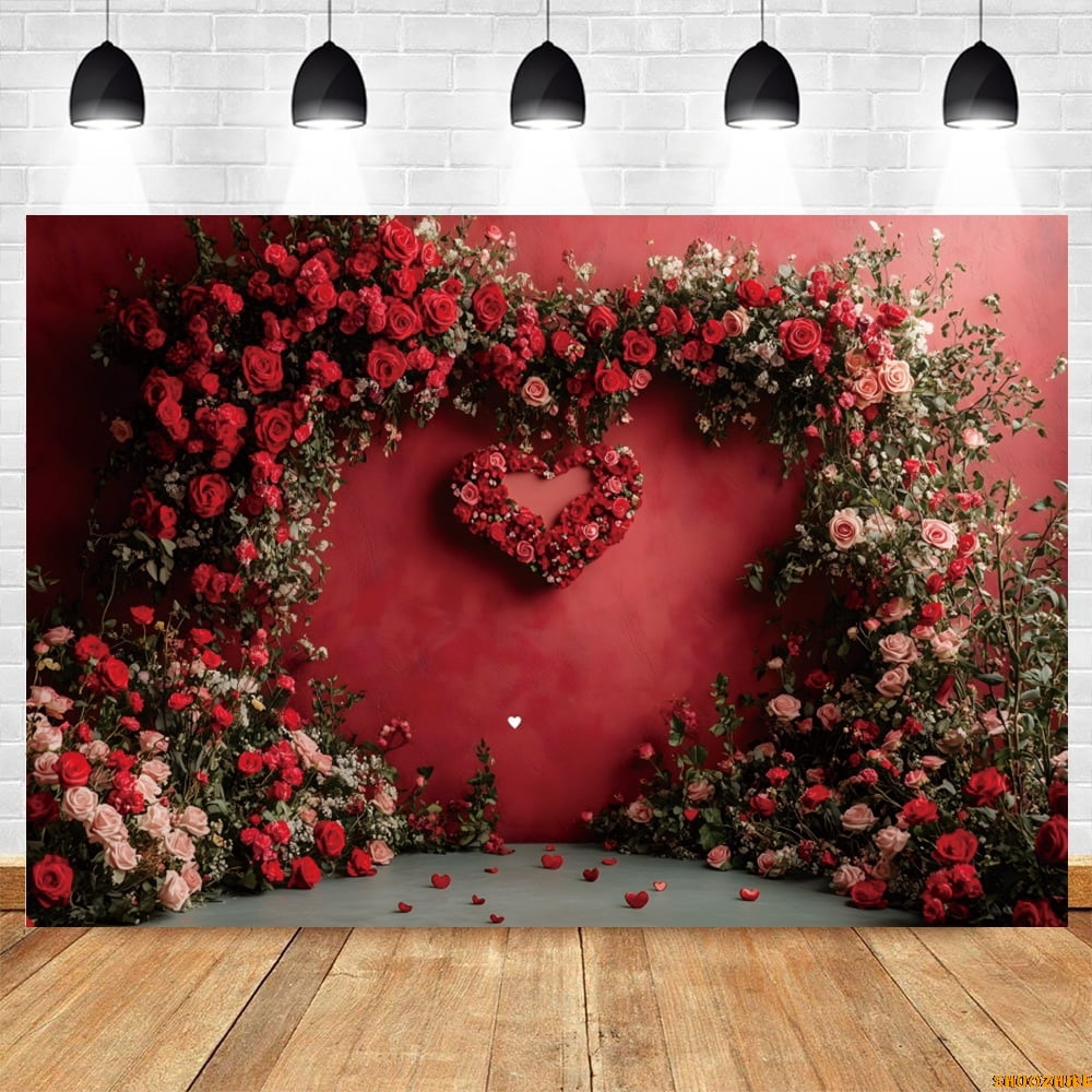 Love Heart Rose Flowers Arch Backdrop February 14 Valtine's Day Couple ...
