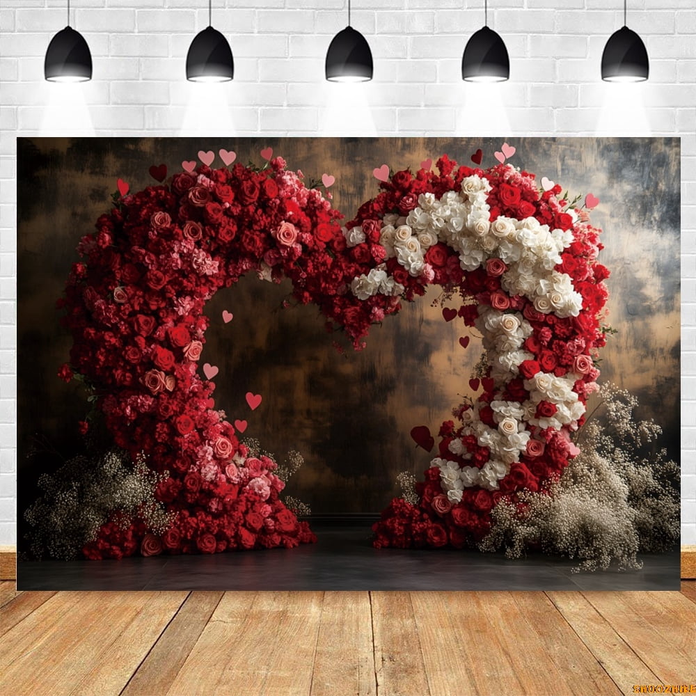 Love Heart Rose Flowers Arch Backdrop February 14 Valtine's Day Couple ...