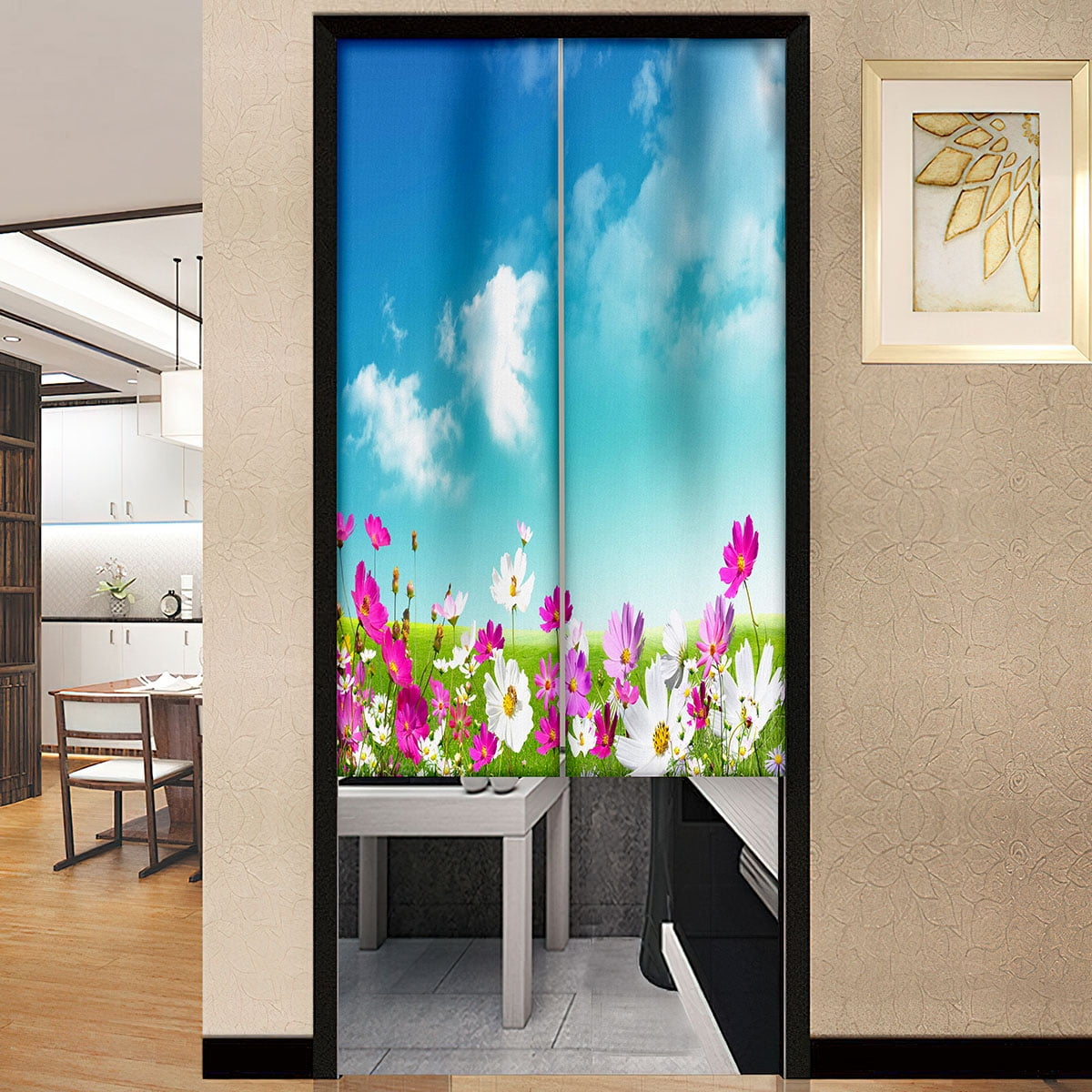 Love Heart Tree Flower Garden Sunrise Scenery Red Japanese Door Curtain ...