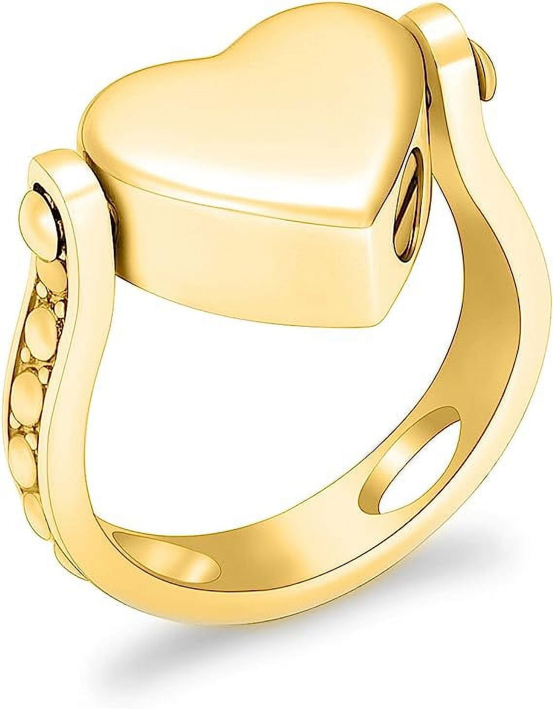 Love Heart Urn Memorial Finger Ring Cremation Rings for Ashes Stainless ...