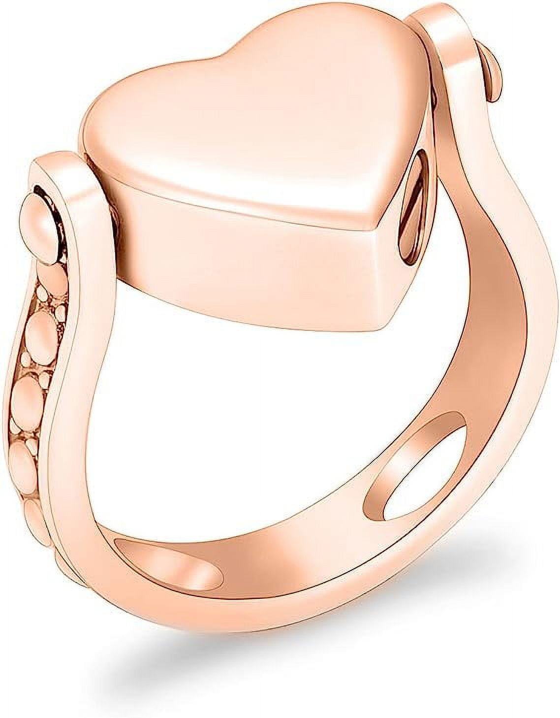 Love Heart Urn Memorial Finger Ring Cremation Rings for Ashes Stainless ...