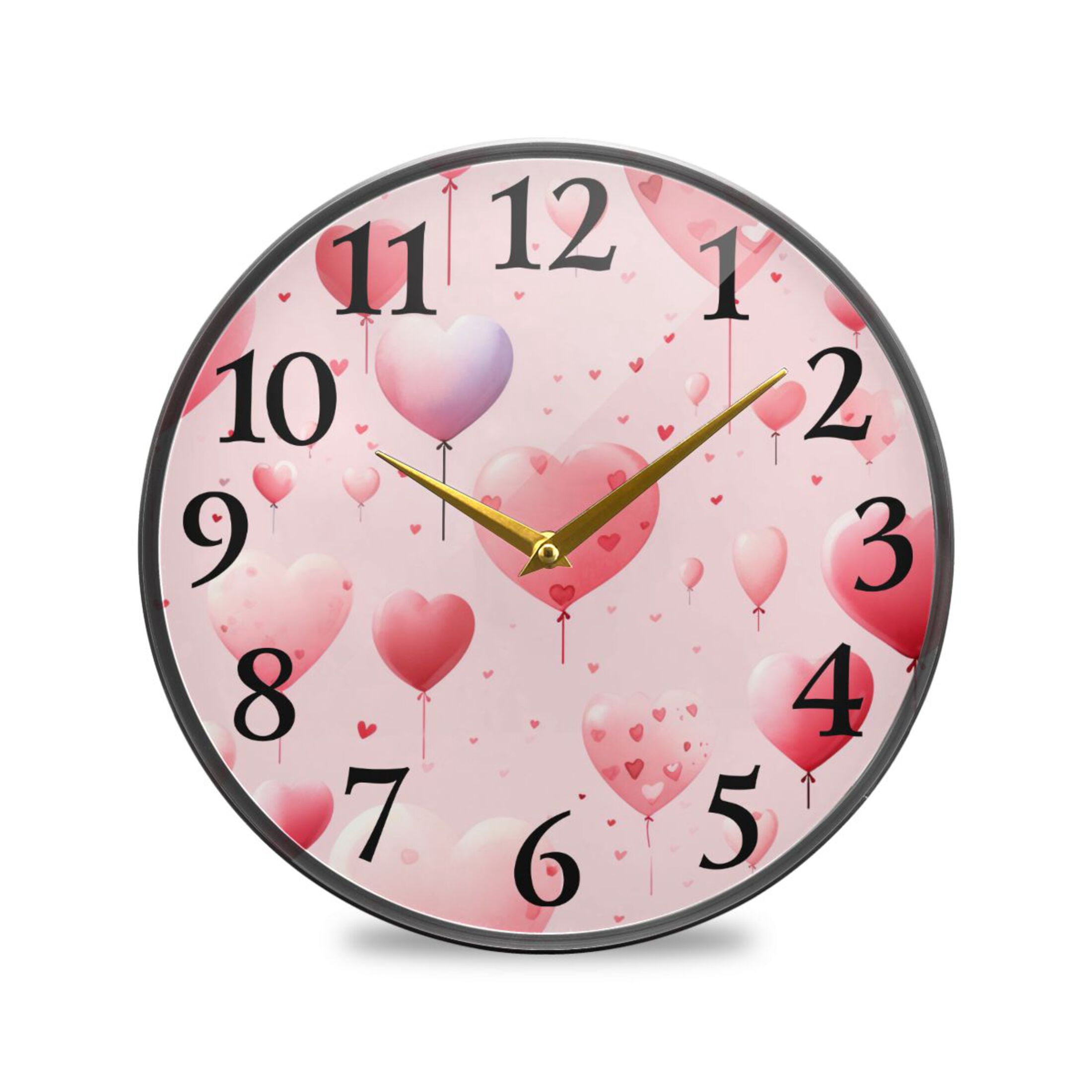 Love Heart Wall Clocks Battery Operated 11.9 Inch Round Clock Acrylic ...