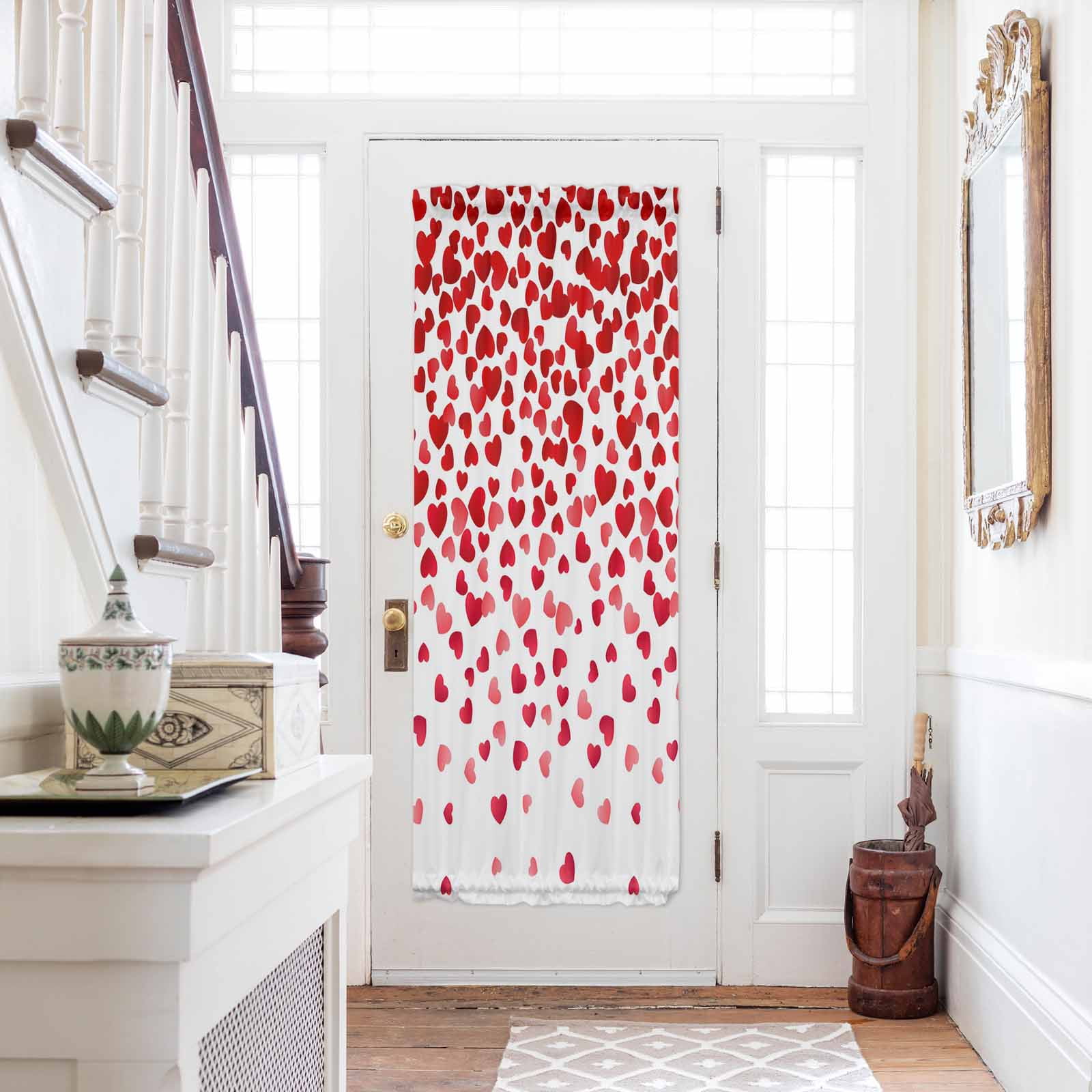 Love Hearts Fallen Door Curtains for Door Window, French Sidelight ...