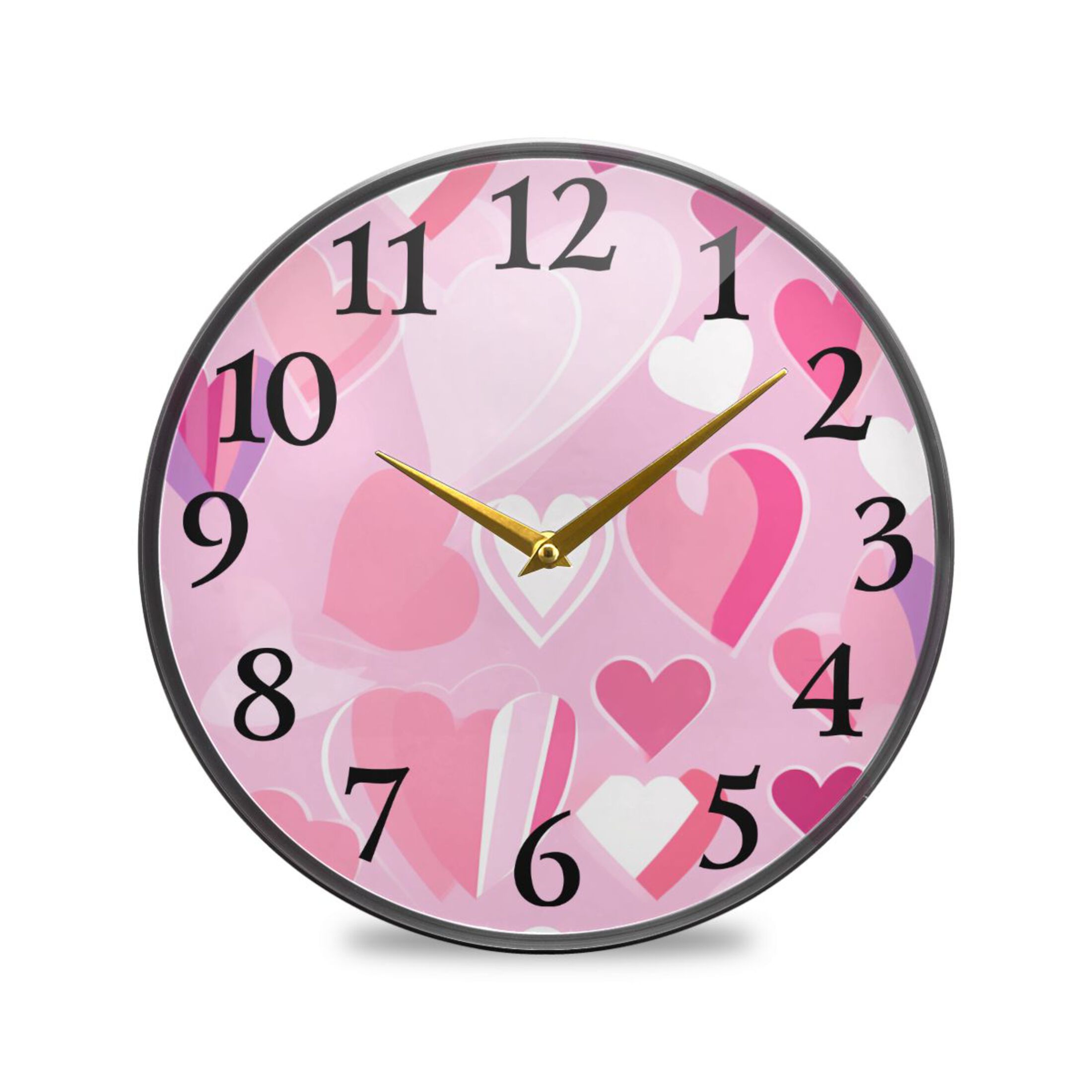 Love Hearts in Valentine Wall Clocks Battery Operated 11.9 Inch Round ...