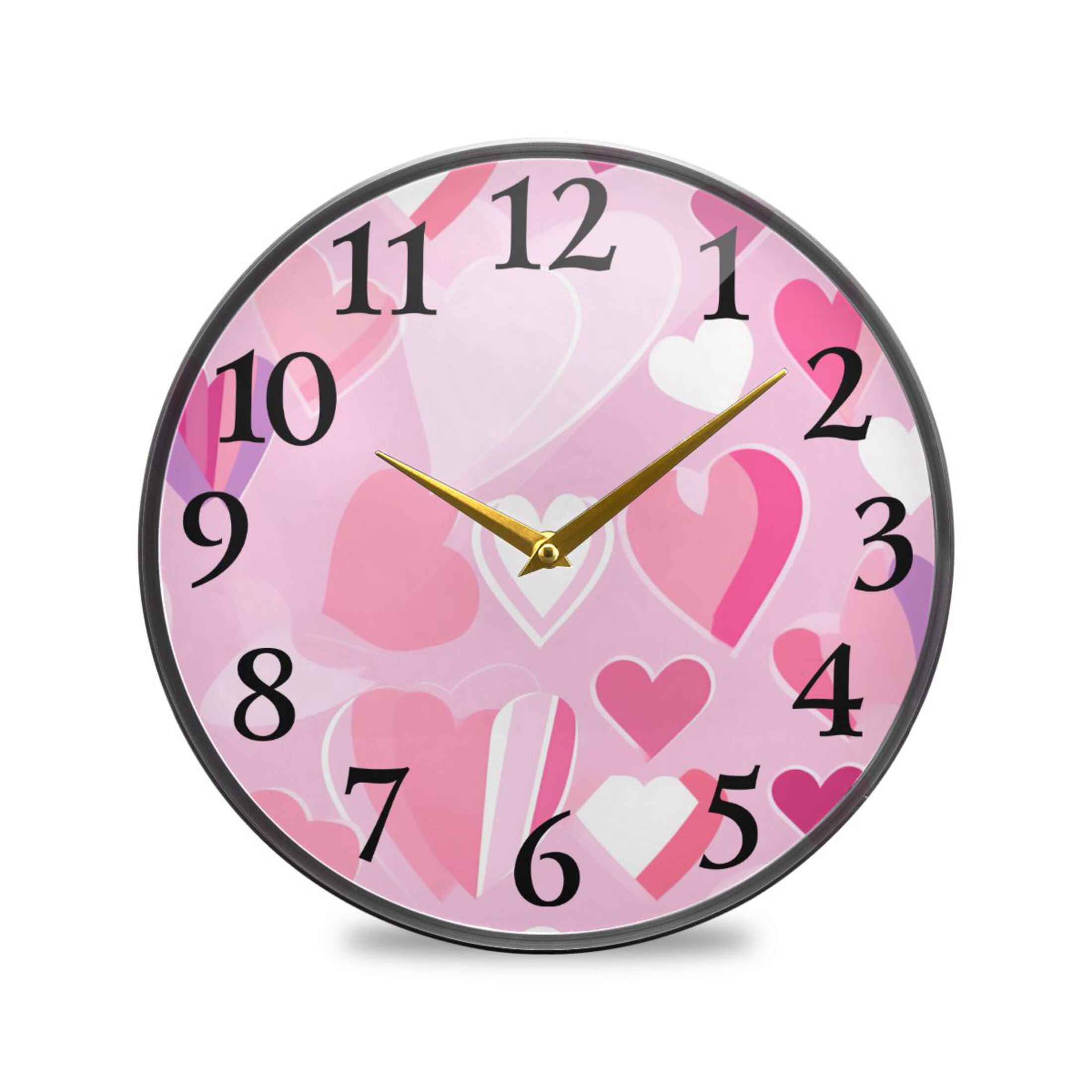 Love Hearts in Valentine Wall Clocks Battery Operated 9.5 Inch Round ...