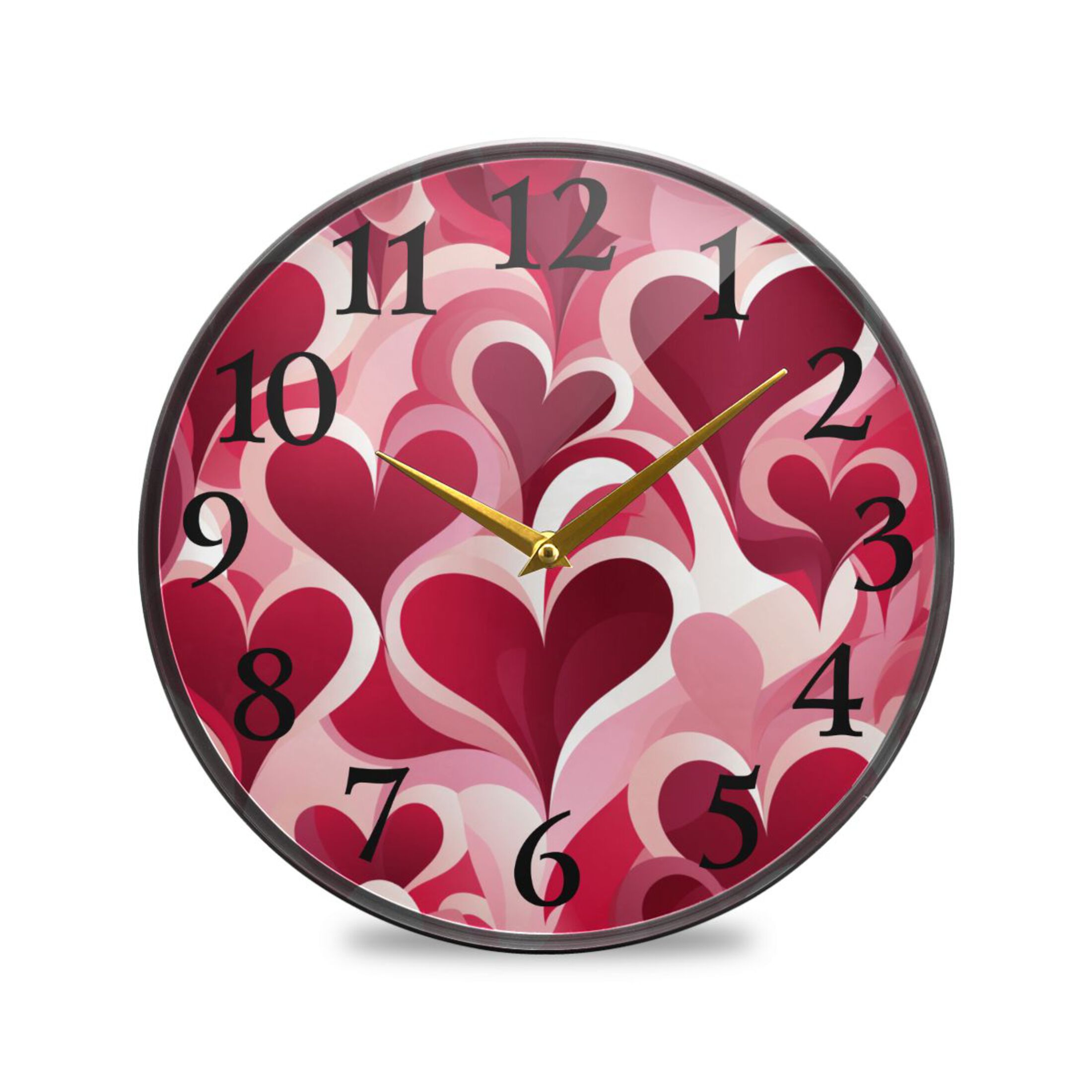 Love Hearts in Valentine Wall Clocks Battery Operated 9.5 Inch Round ...