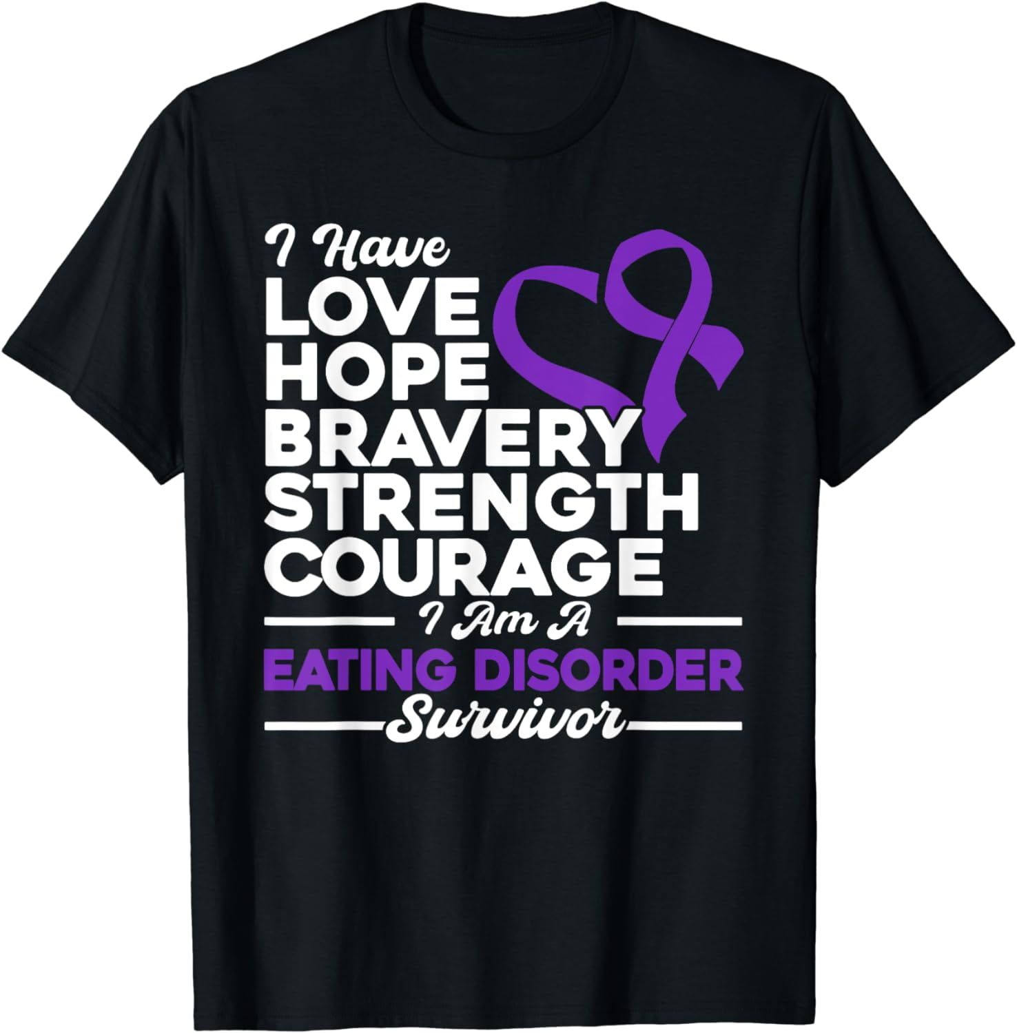 Love Hope Bravery Strength Eating Disorder Awareness T-Shirt - Walmart.com