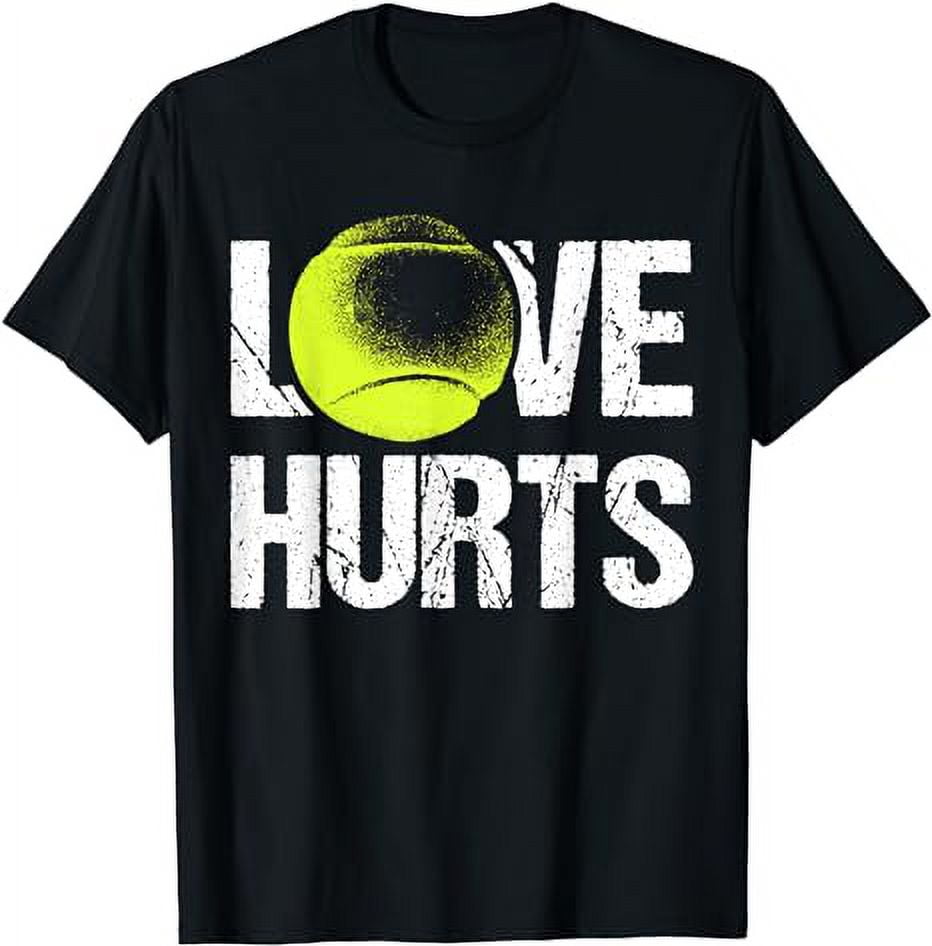 Love Hurts Tennis Player Racket Ball Funny Serve T Shirt - Walmart.com