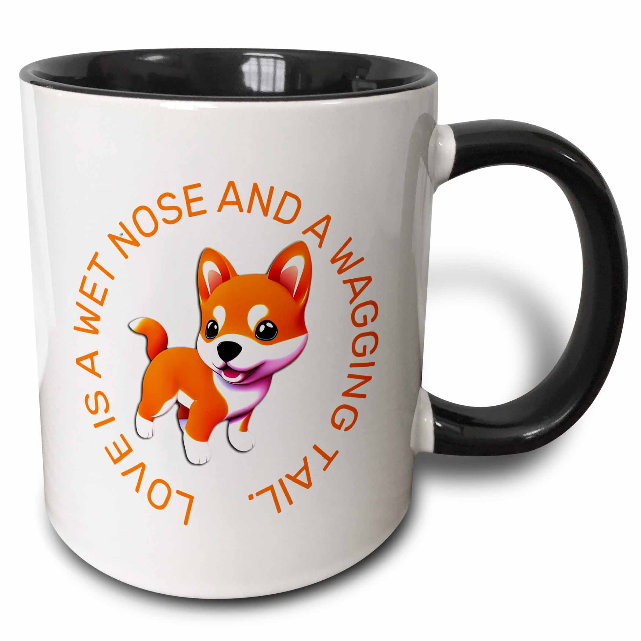 3drose, Love Is a Wet Nose and a Wagging Tail Text and a Shiba Inu Dog ...