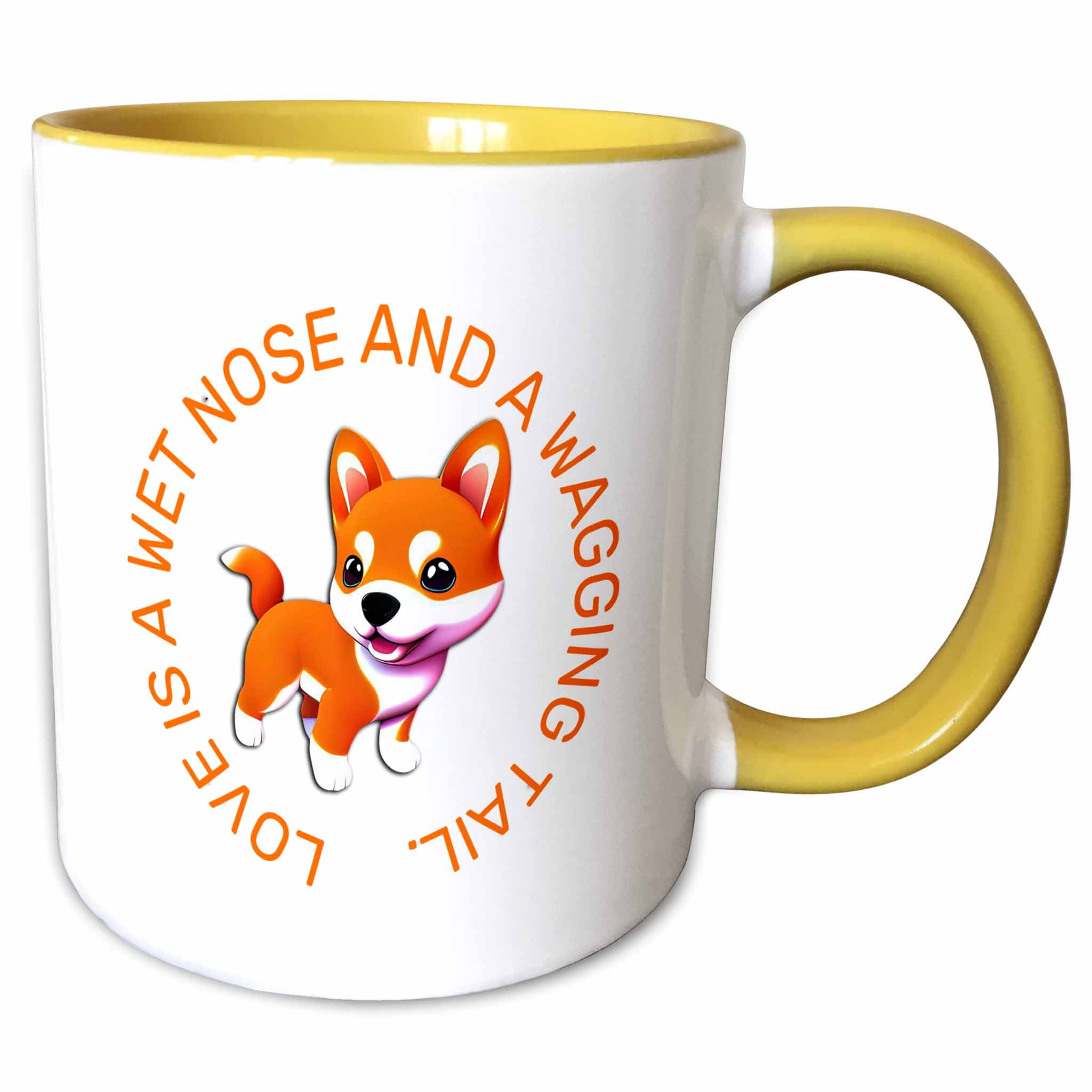 3drose, Love Is a Wet Nose and a Wagging Tail Text and a Shiba Inu Dog ...