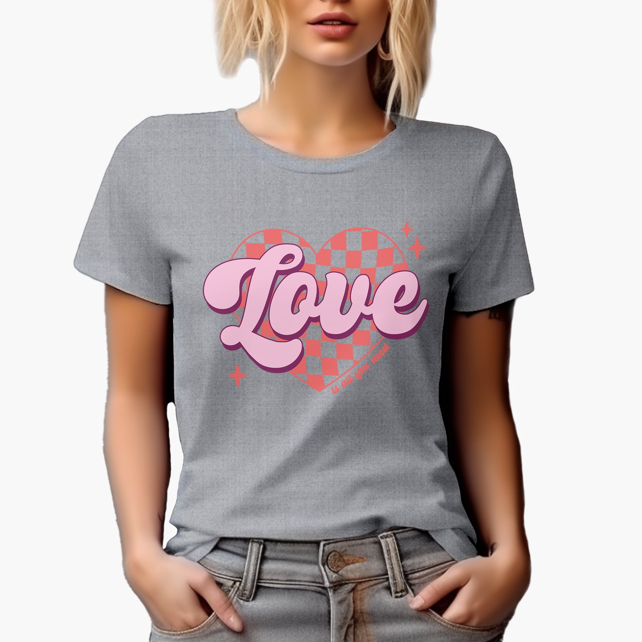 Love Is All You Need with a Retro Checkerboard Heart, Valentine's Day ...