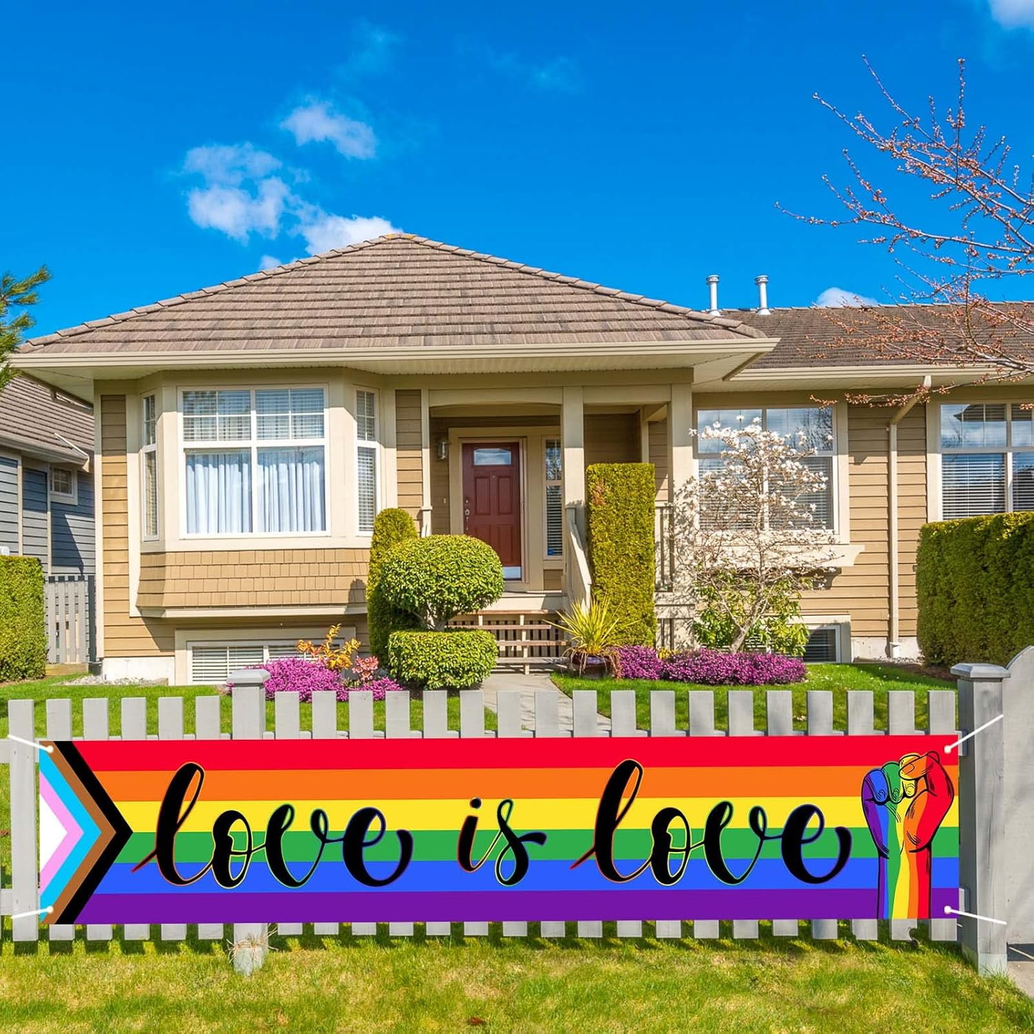 Love Is Love Banner for Fence Rainbow Gay Pride Decoration Outdoor ...