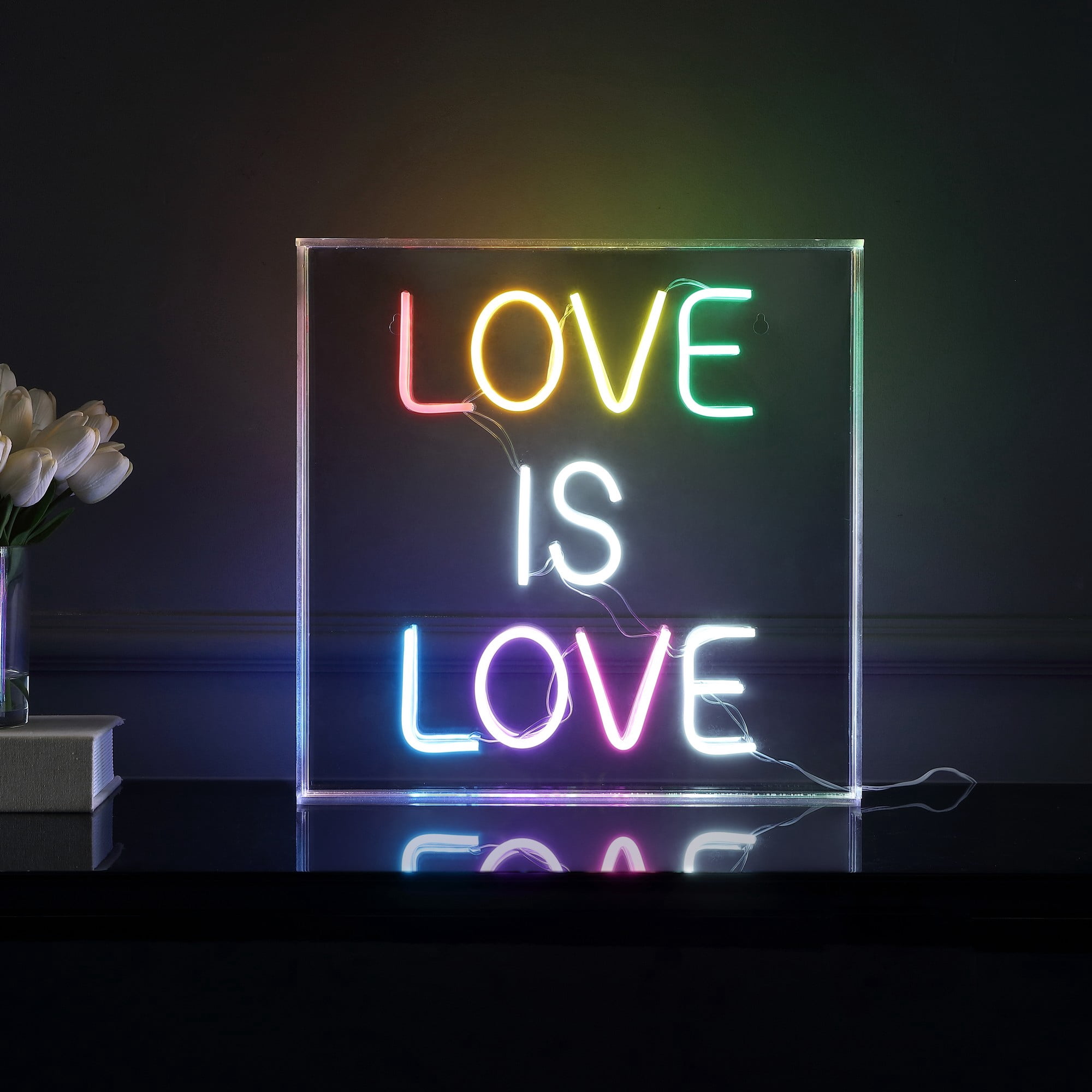 Love Is Love 15" Square Contemporary Glam Acrylic Box USB Operated LED ...