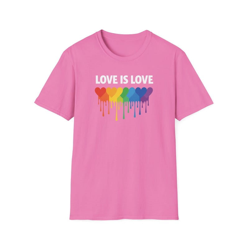 Love Is Love LGBTQ Pride Month T-Shirt, Rainbow Dripping Hearts Gay ...