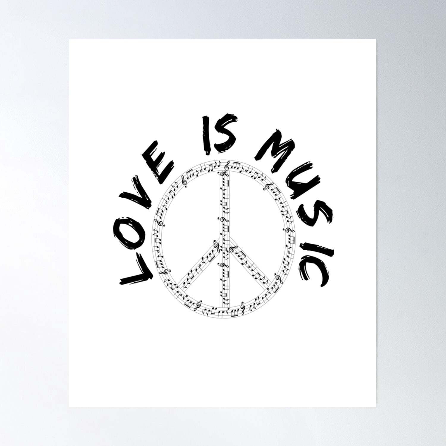 Love Is Music Peace Sign Poster Wall Art, Modern Wall Decor, 12x18 ...
