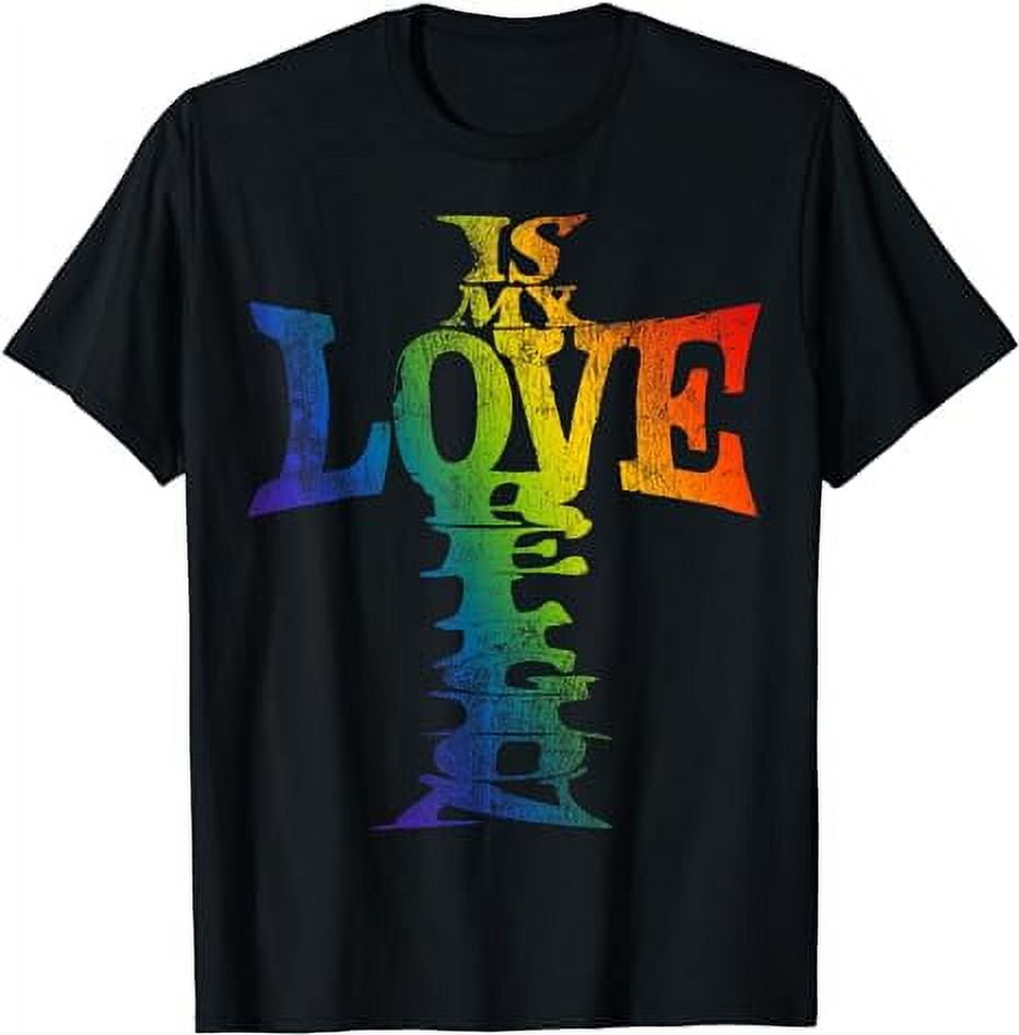 Love Is My Religion Pride Color Cross Tee Shirt - Walmart.com