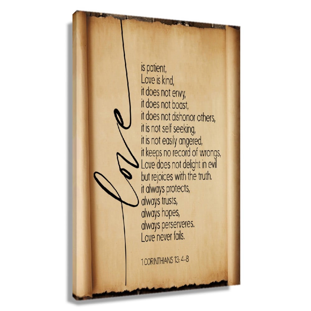 Love Is Patient Love Is Kind Wall Art 1 Corinthians 13 4-8 Bible Verse ...