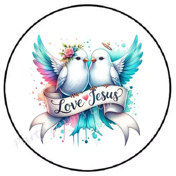 Love Jesus Doves Religious Sticker Party Favors Sticker Envelope Seals ...