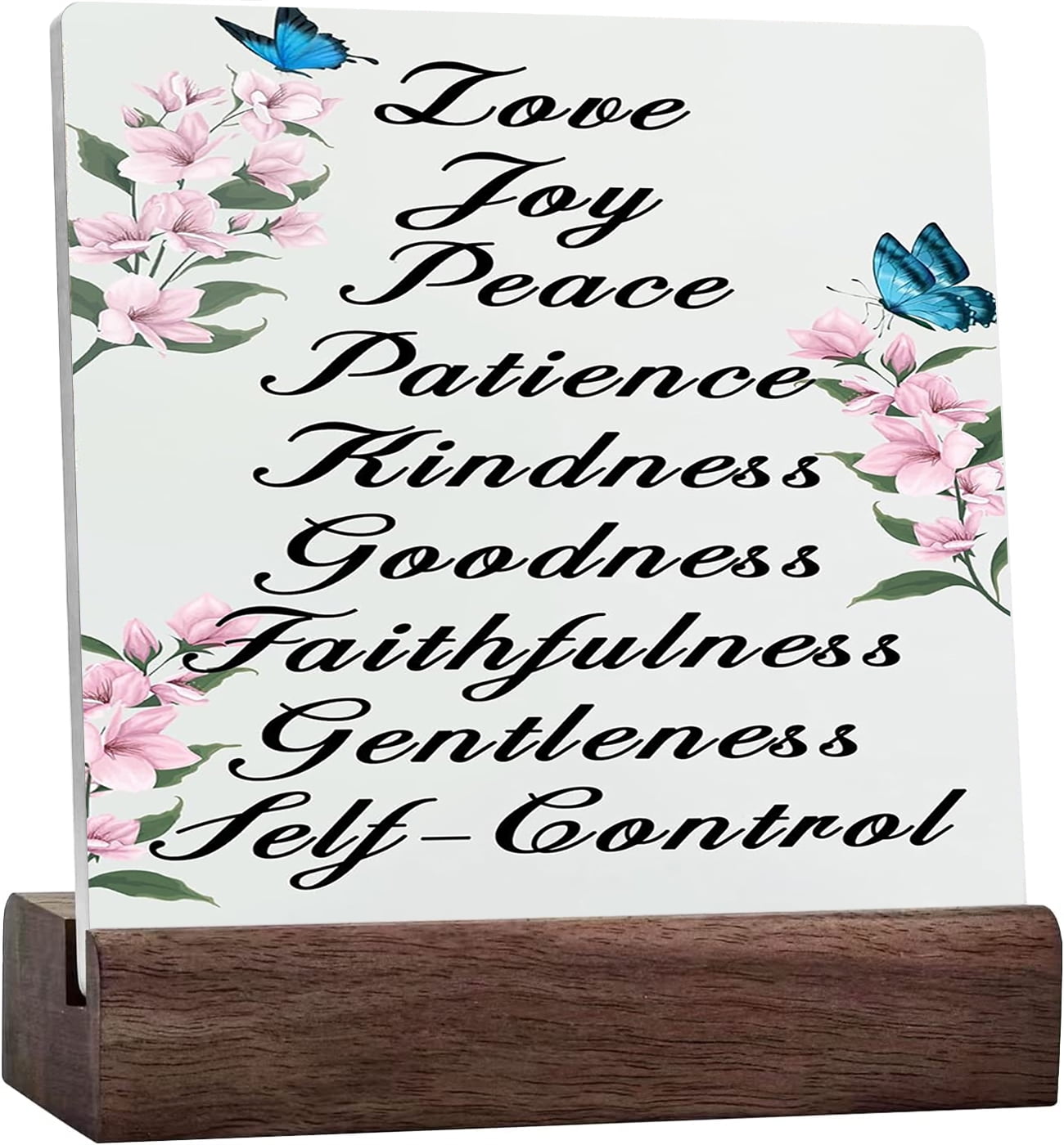 Love Joy Peace Funny Christian Butterfly Floral Ceramic Table Plaque ...