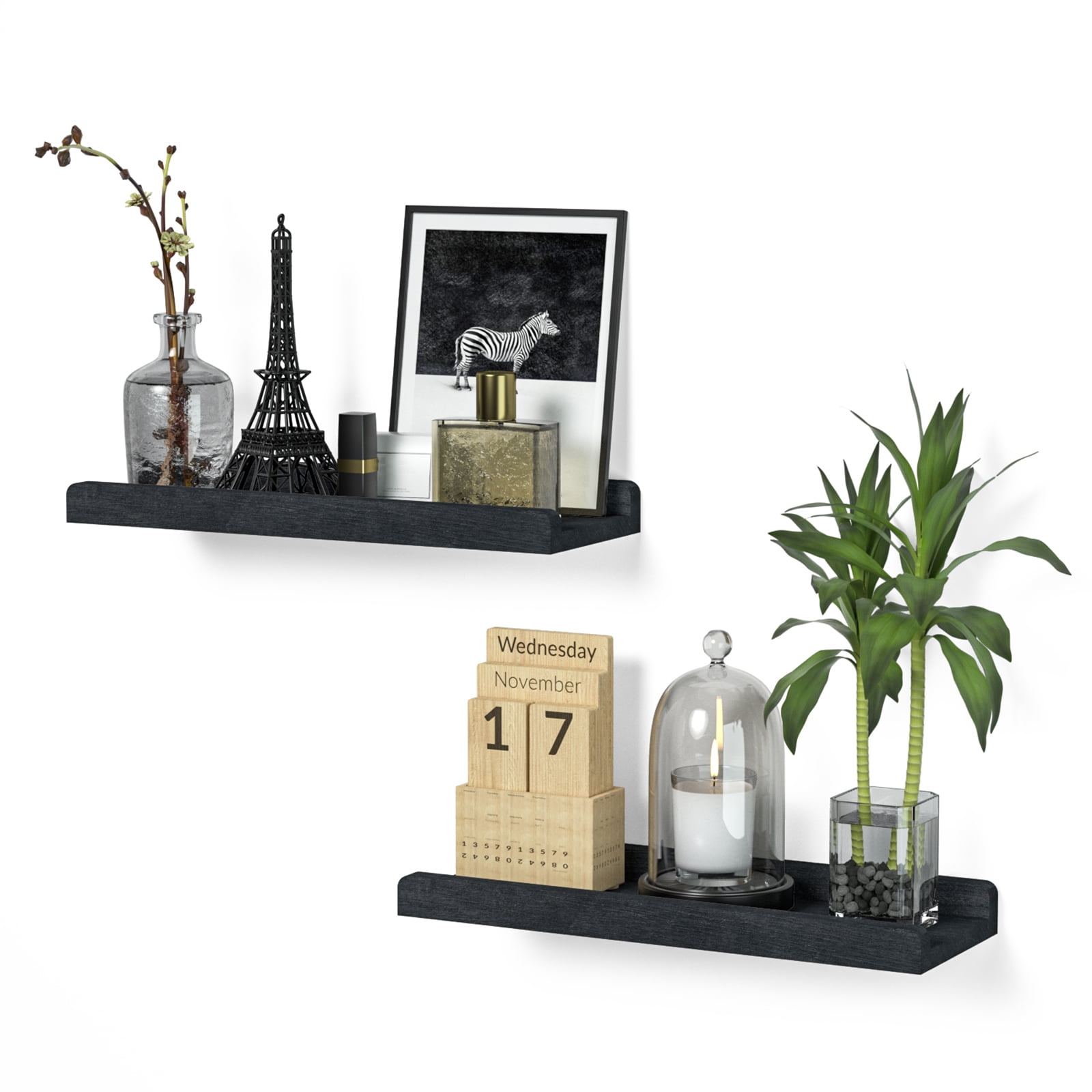 Love-KANKEI Floating Shelves Wall Mounted Set of 2 ,17 Inch Rustic Wood ...