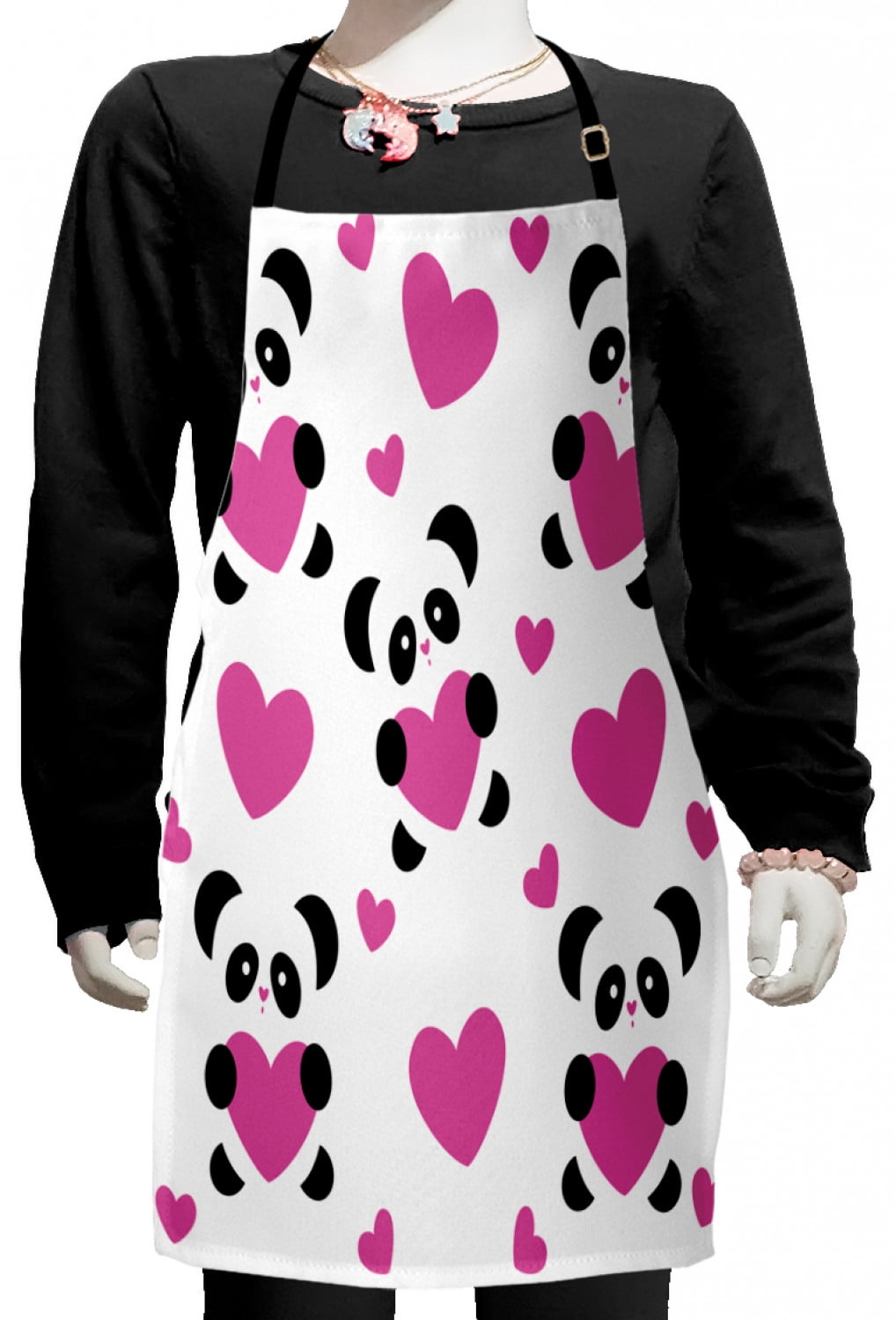 Love Kids Apron, Day of Love Pandas and Hearts Cartoon Cheerful ...