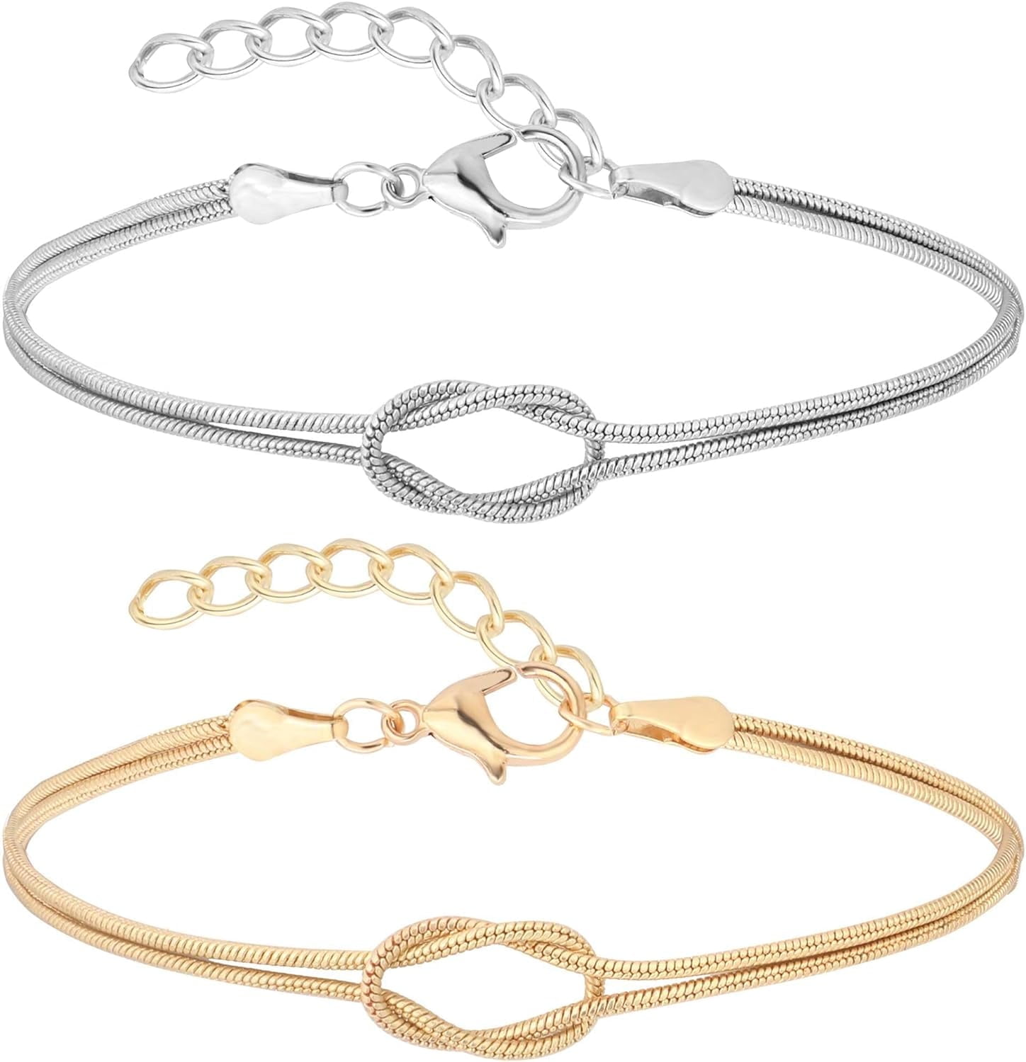 Love Knot Snake Chain Infinity Bracelets For Women 925 Sterling Silver Gold-plated Bracelet ...