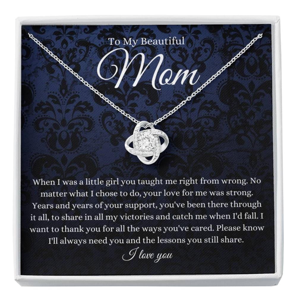 Love Knot, To Mom From Daughter Message Card Necklace, Mom Birthday ...