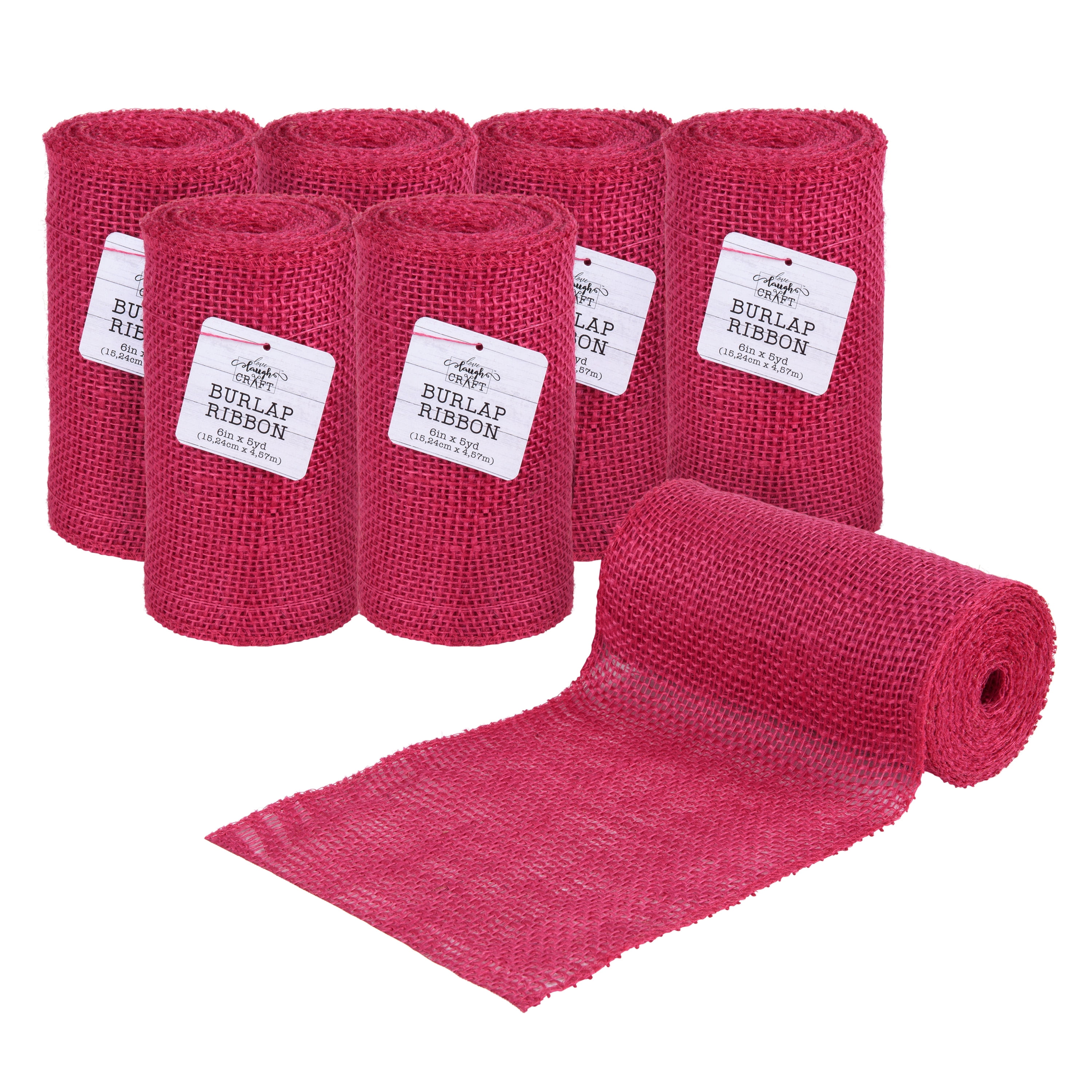 Love, Laugh, Craft Jute Burlap Roll, 6"W x 5-Yards, 7-Pk, Precut ...